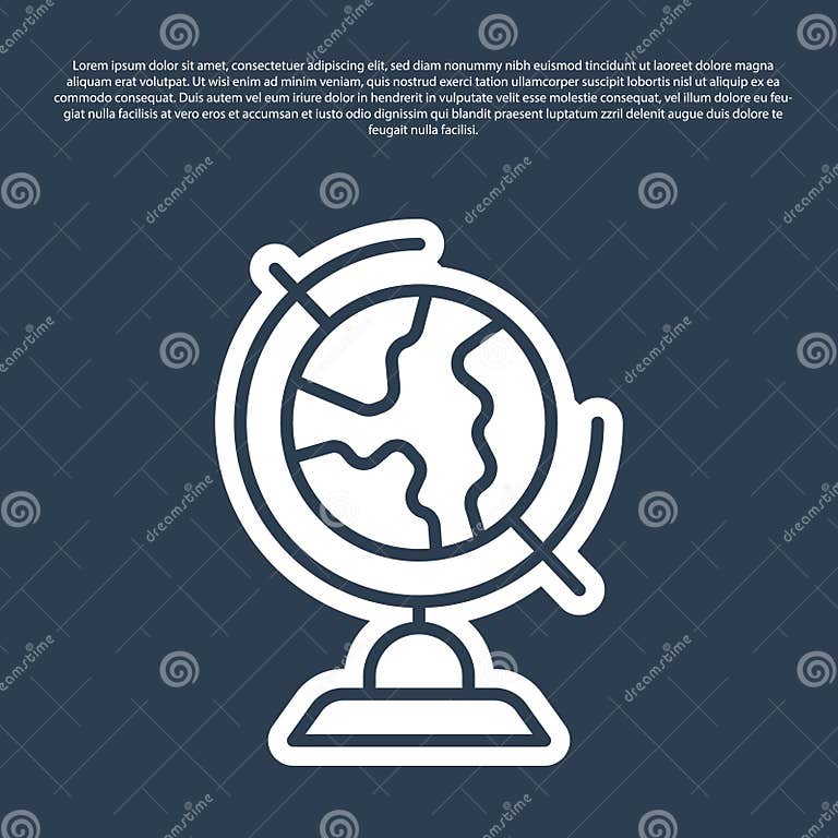 Blue Line Earth Globe Icon Isolated on Blue Background. Vector Stock ...