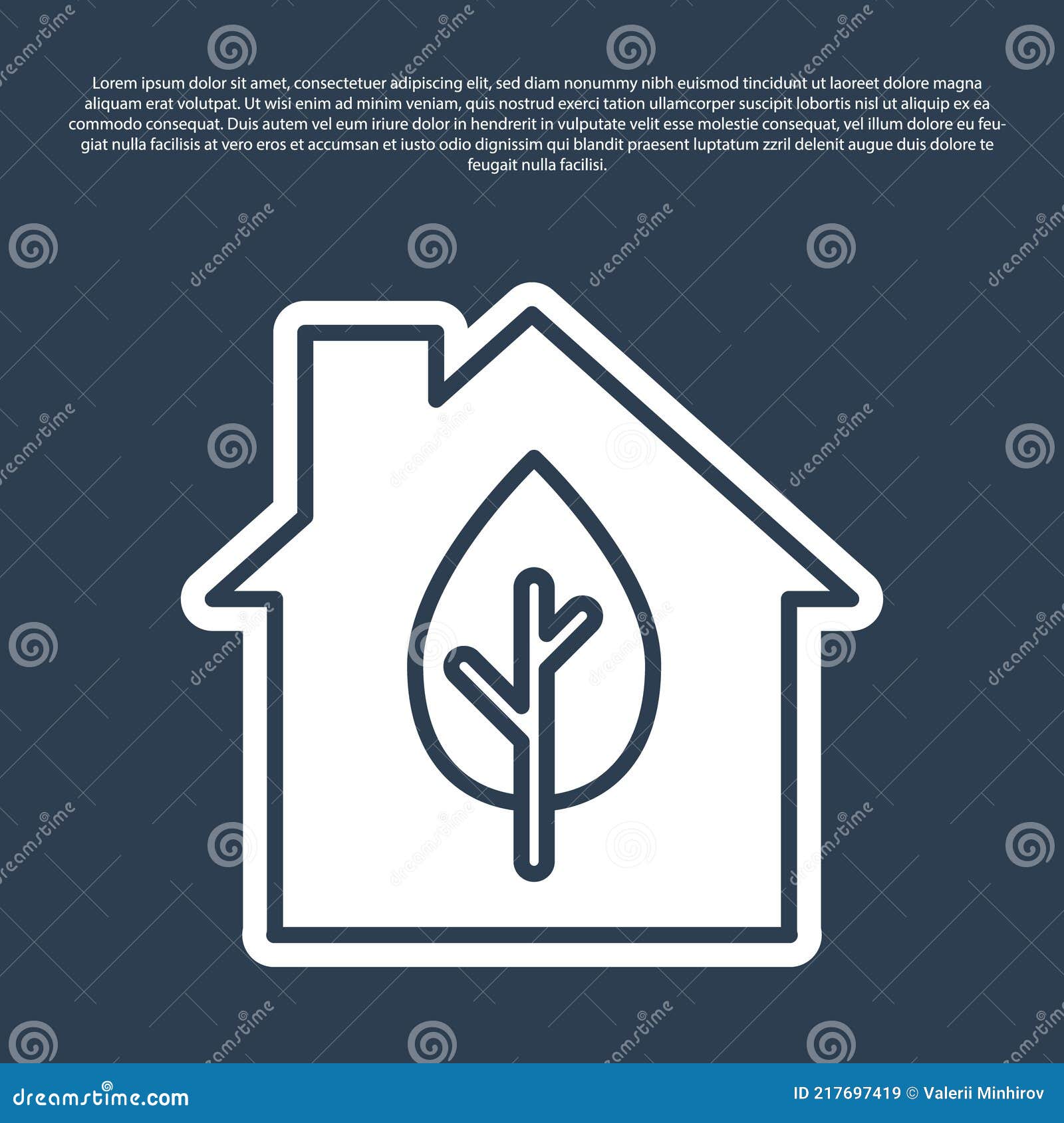 Blue Line Eco Friendly House Icon Isolated on Blue Background. Eco ...