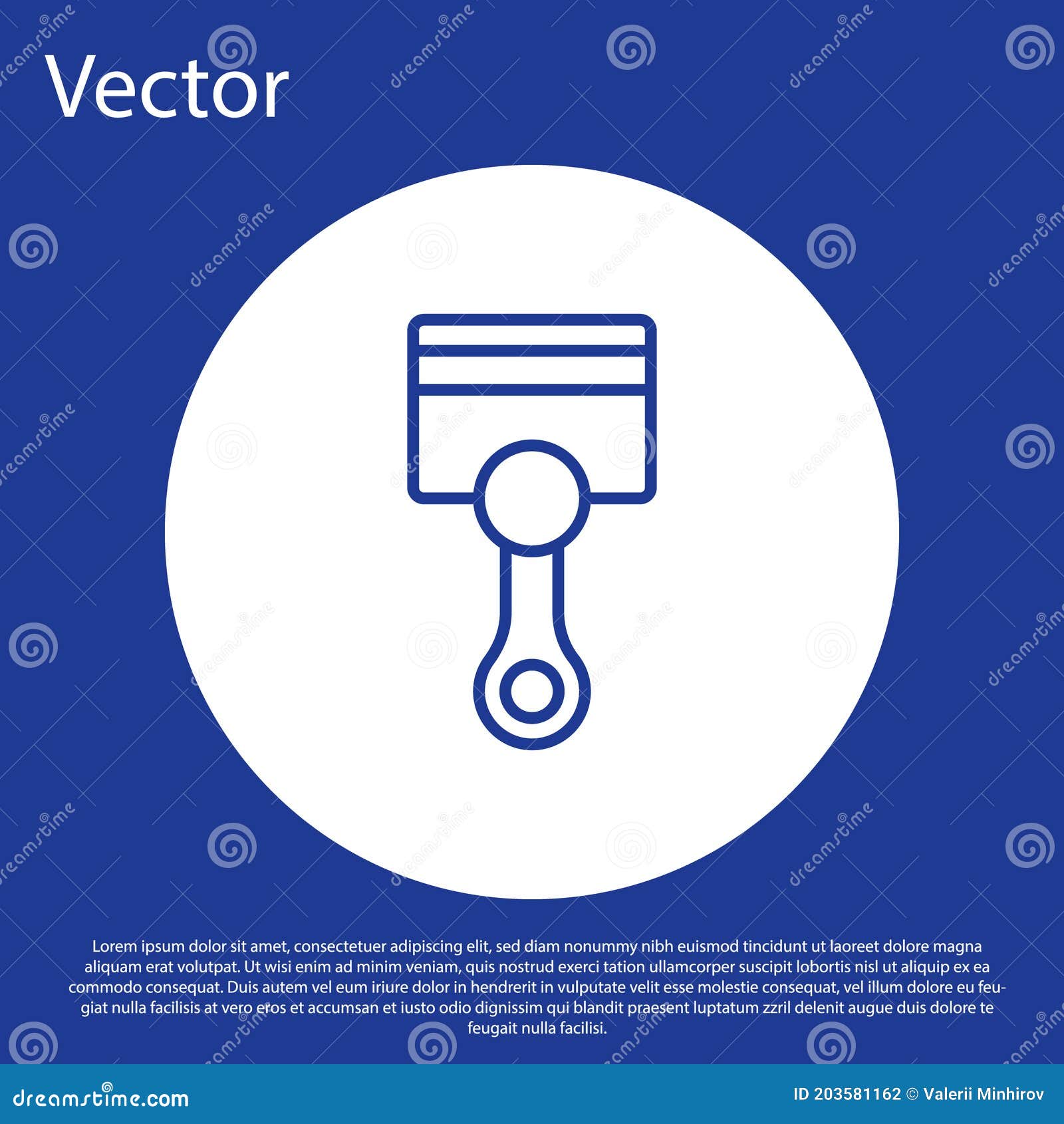 Blue Line Engine Piston Icon Isolated on Blue Background. Car Engine ...