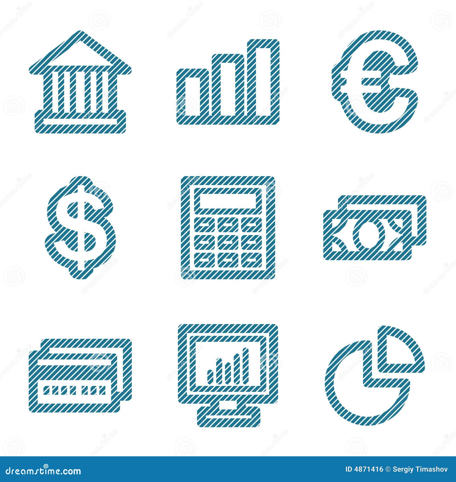 Blue line finance icons stock vector. Illustration of bank - 4871416