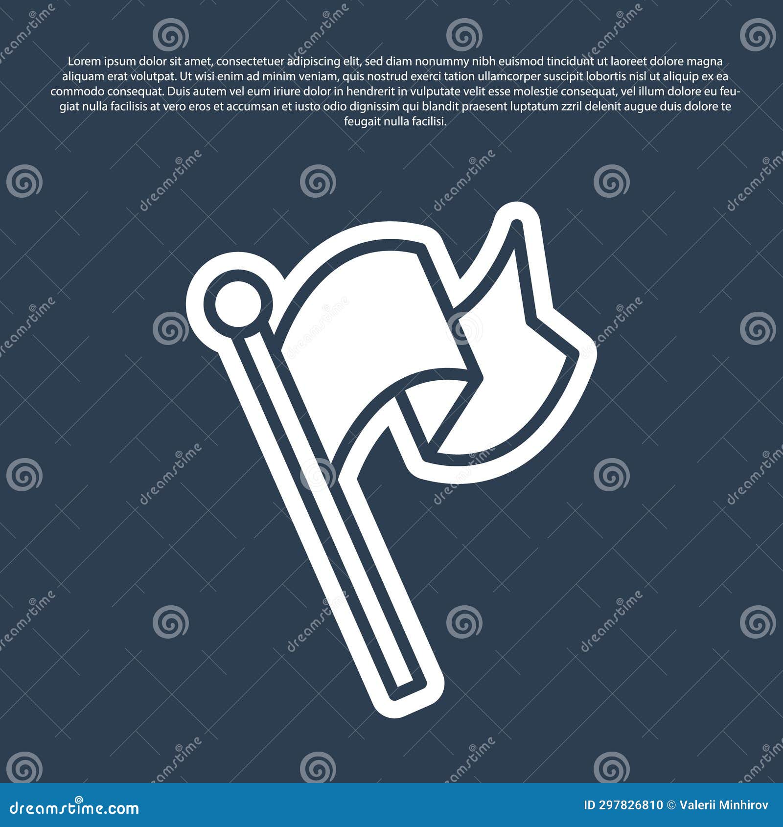 Blue Line Flag Icon Isolated on Blue Background. Victory, Winning and ...