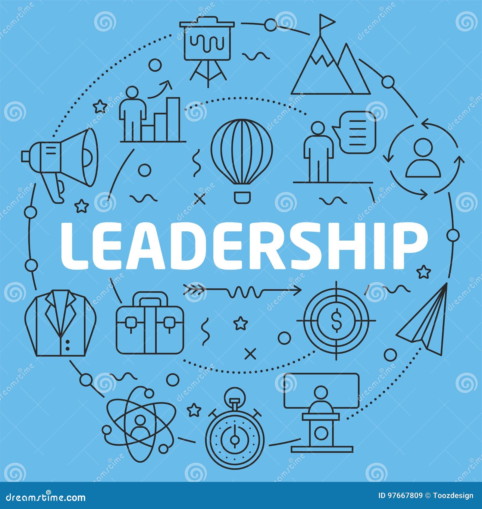 Blue Line Flat Circle Illustration Leadership Stock Vector ...