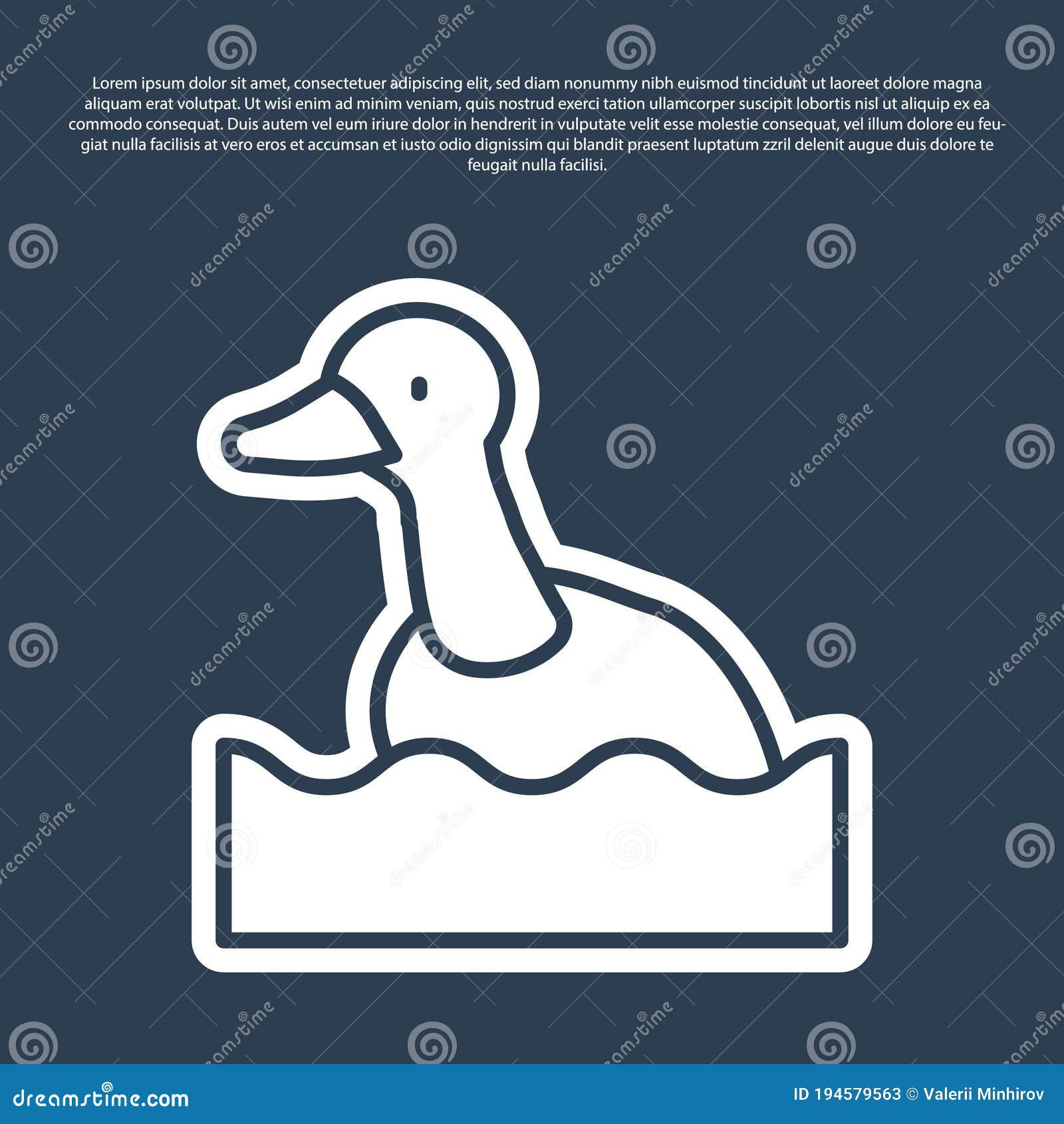 Blue Line Flying Duck Icon Isolated on Blue Background. Vector Stock ...