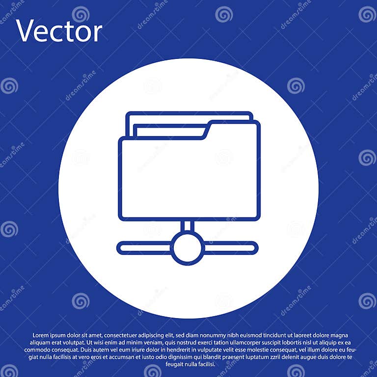 Blue Line FTP Folder Icon Isolated on Blue Background. Software Update ...