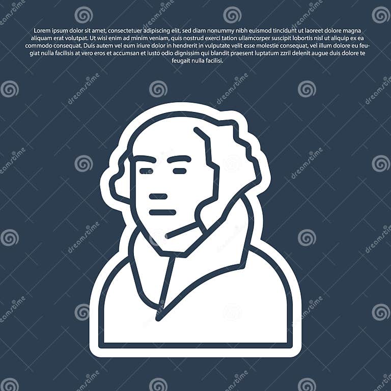 Blue Line George Washington Icon Isolated on Blue Background. Vector ...