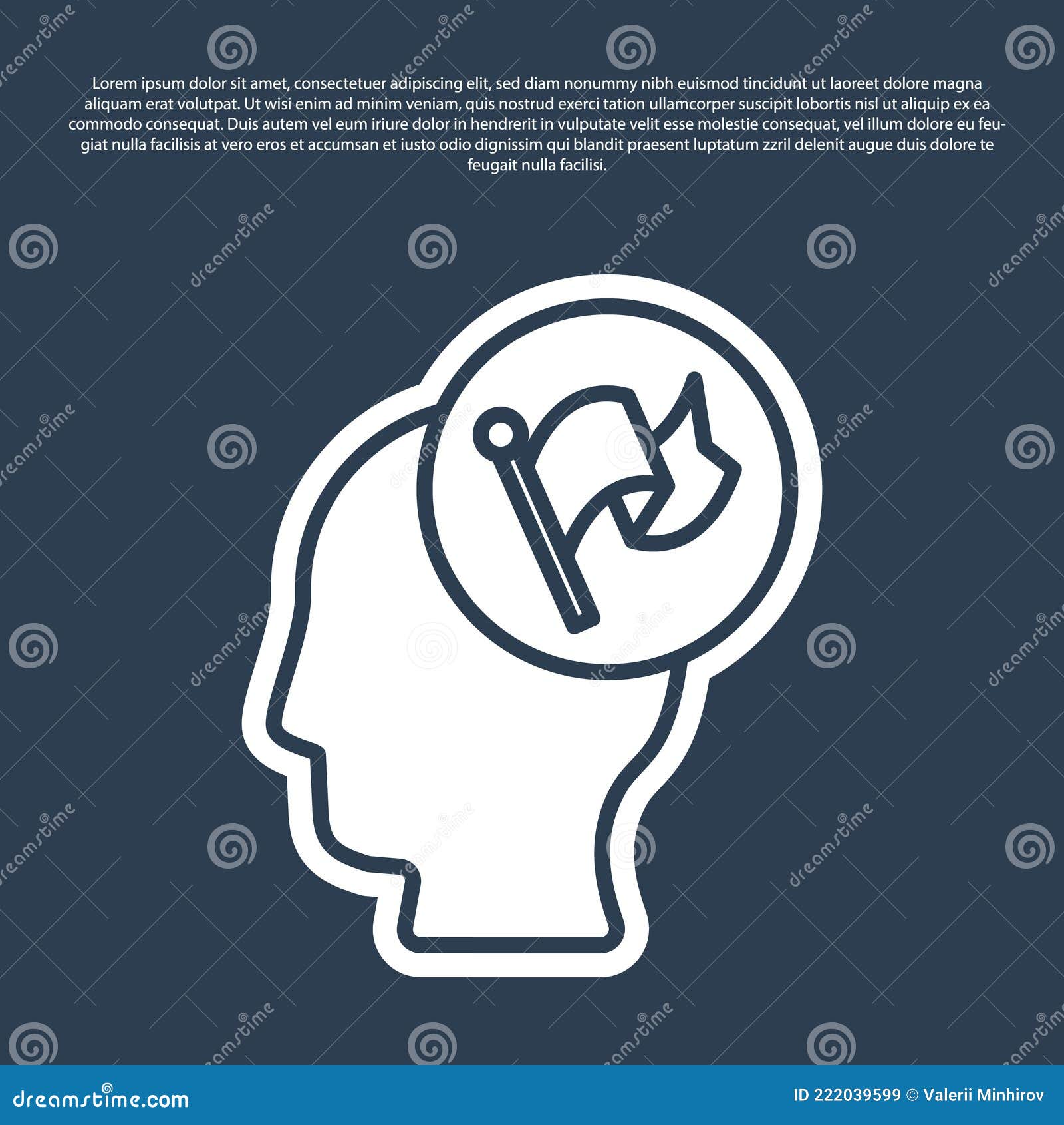 Blue Line Hand Holding Flag Icon Isolated on Blue Background. Victory ...