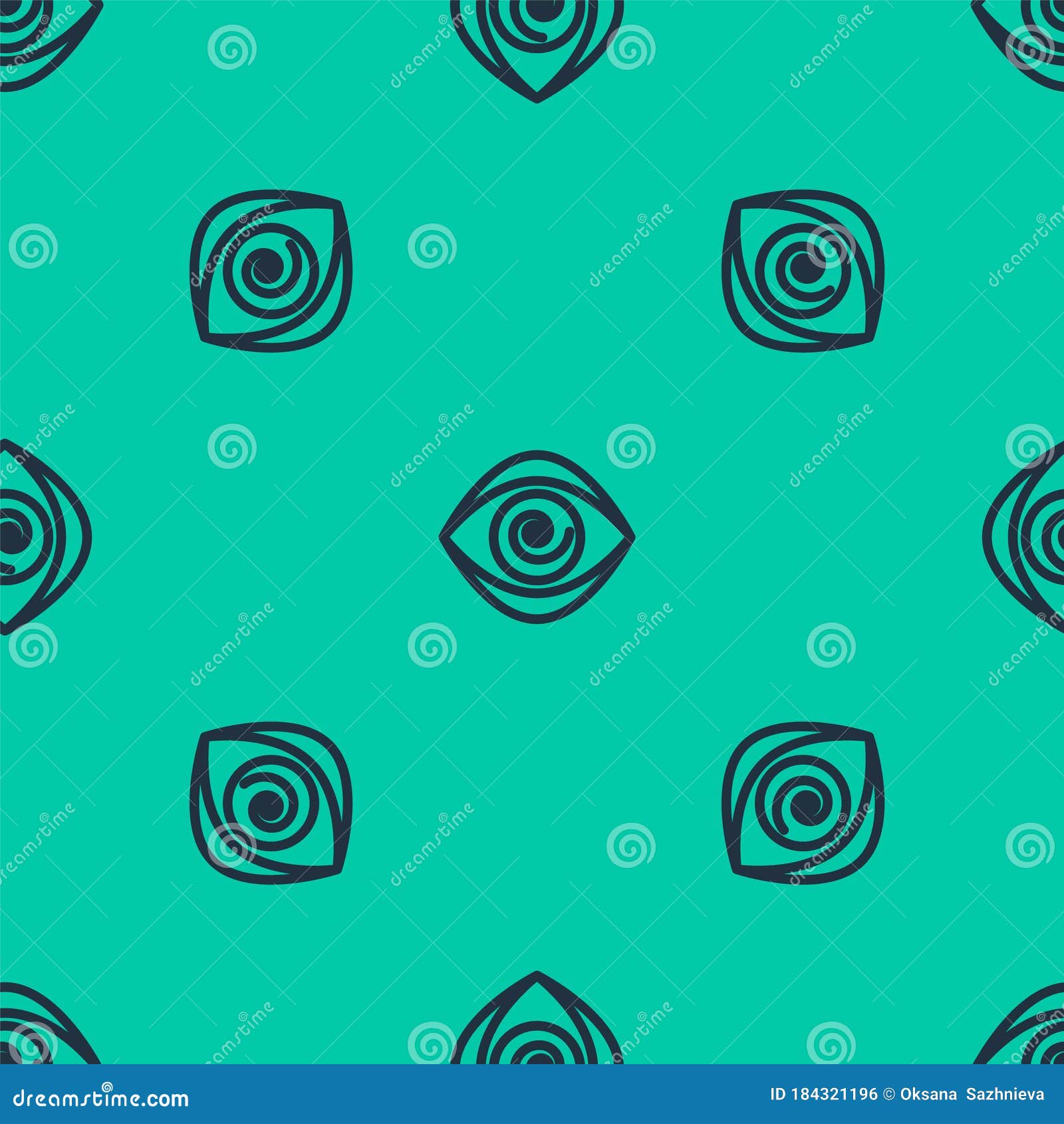 Blue Line Hypnosis Icon Isolated Seamless Pattern on Green Background ...