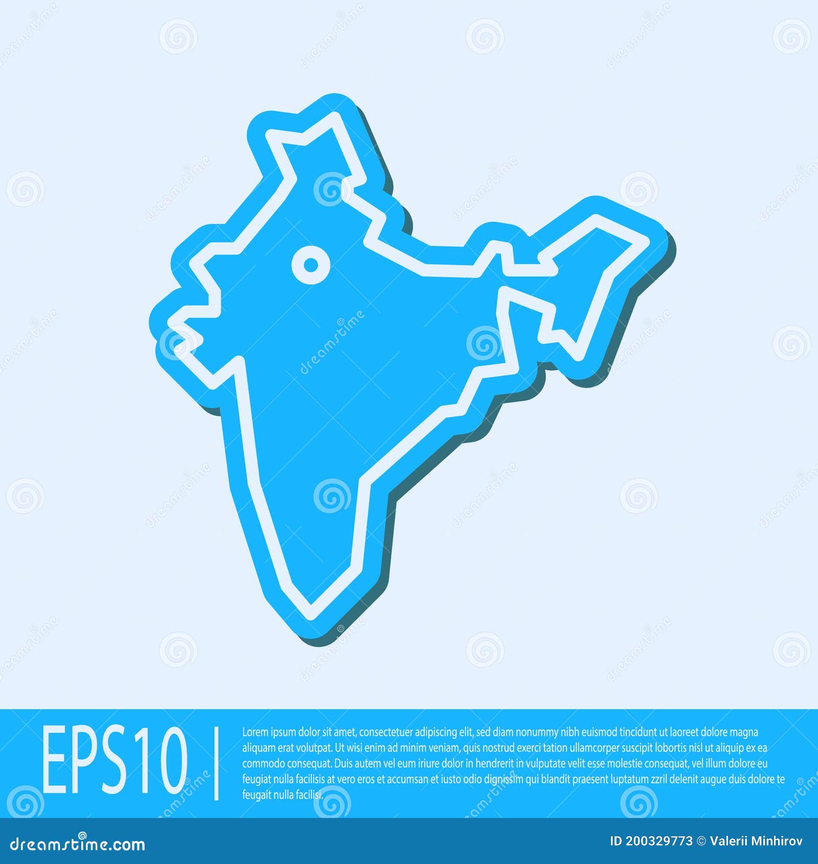 Blue Line India Map Icon Isolated on Grey Background. Vector Stock ...