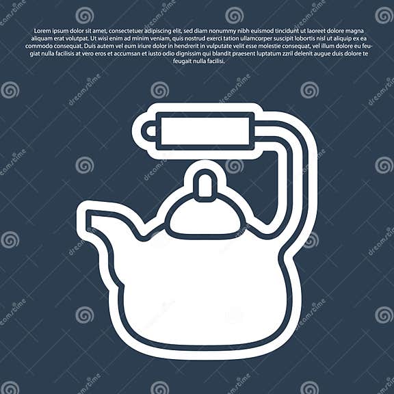 Blue Line Kettle with Handle Icon Isolated on Blue Background. Teapot ...