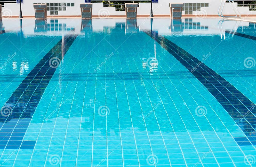 Blue Line of Lane in Swimming Pool Stock Image - Image of platform ...