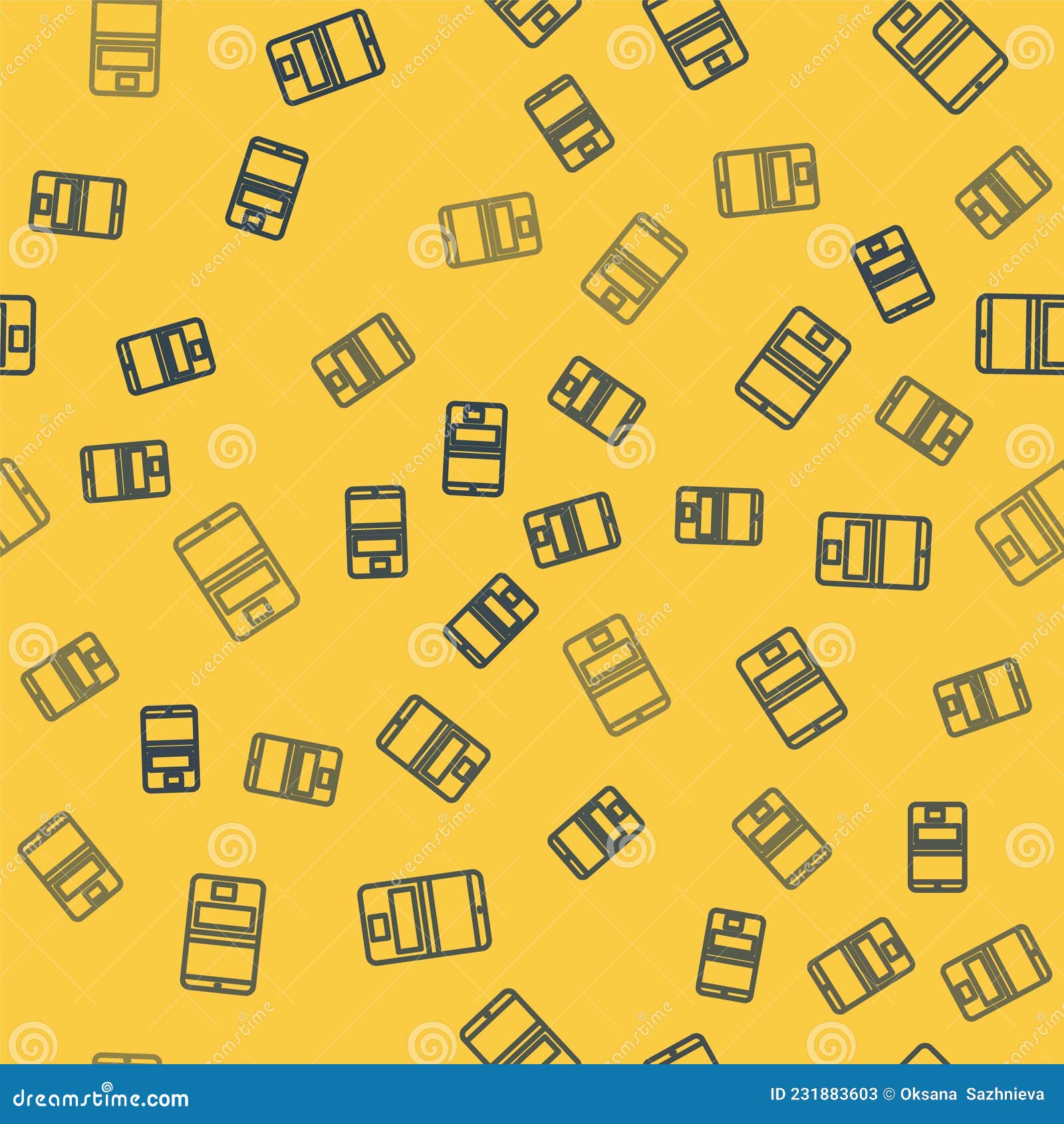 Blue Line Laptop Icon Isolated Seamless Pattern on Yellow Background ...