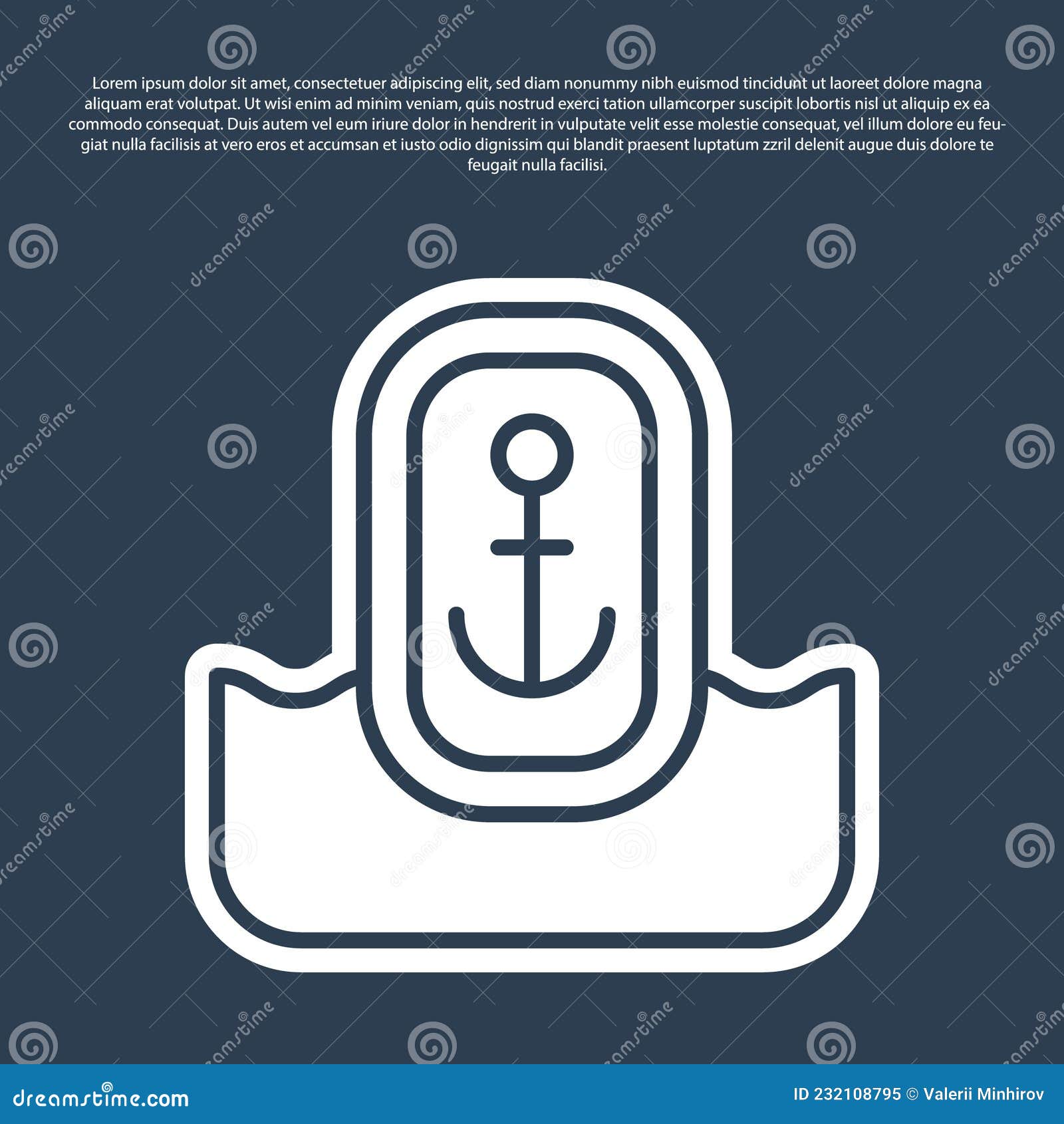 Blue Line Map Pointer with Anchor Icon Isolated on Blue Background ... Blue Line Map Pointer with Anchor Icon Isolated on Blue Background ...