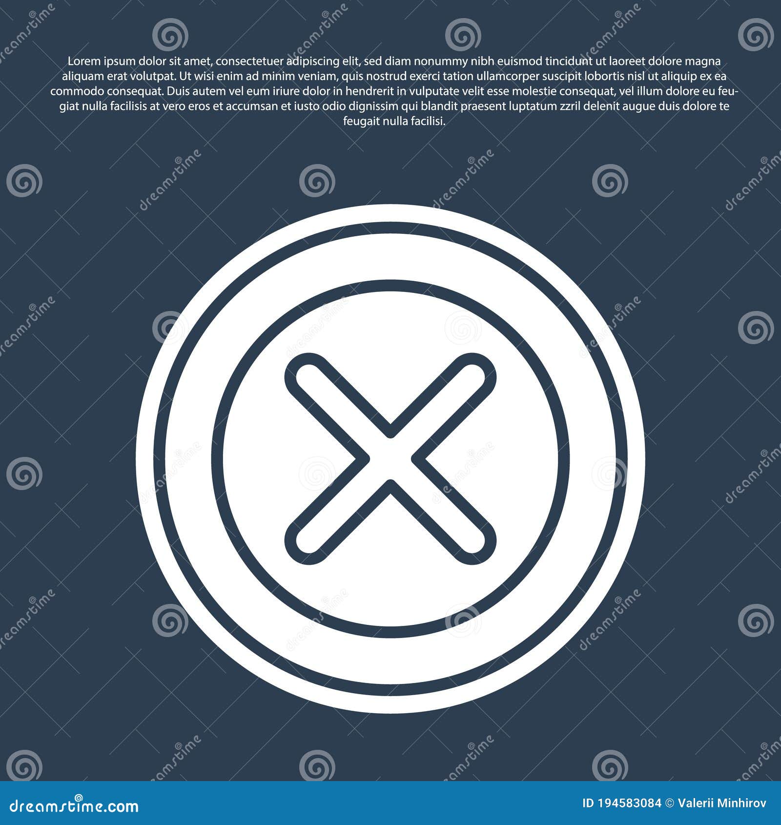 Blue Line X Mark, Cross in Circle Icon Isolated on Blue Background ...