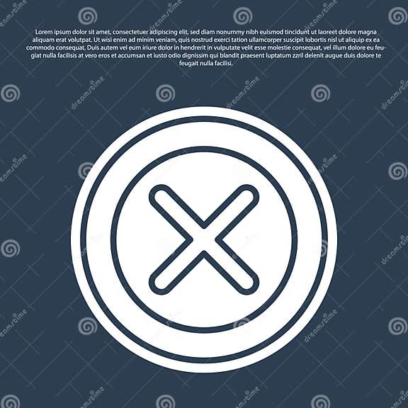 Blue Line X Mark, Cross in Circle Icon Isolated on Blue Background ...