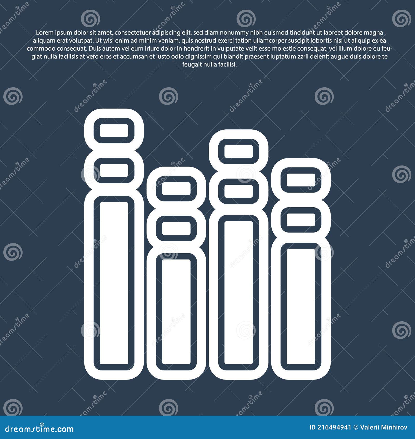 Blue Line Music Equalizer Icon Isolated on Blue Background. Sound Wave ...