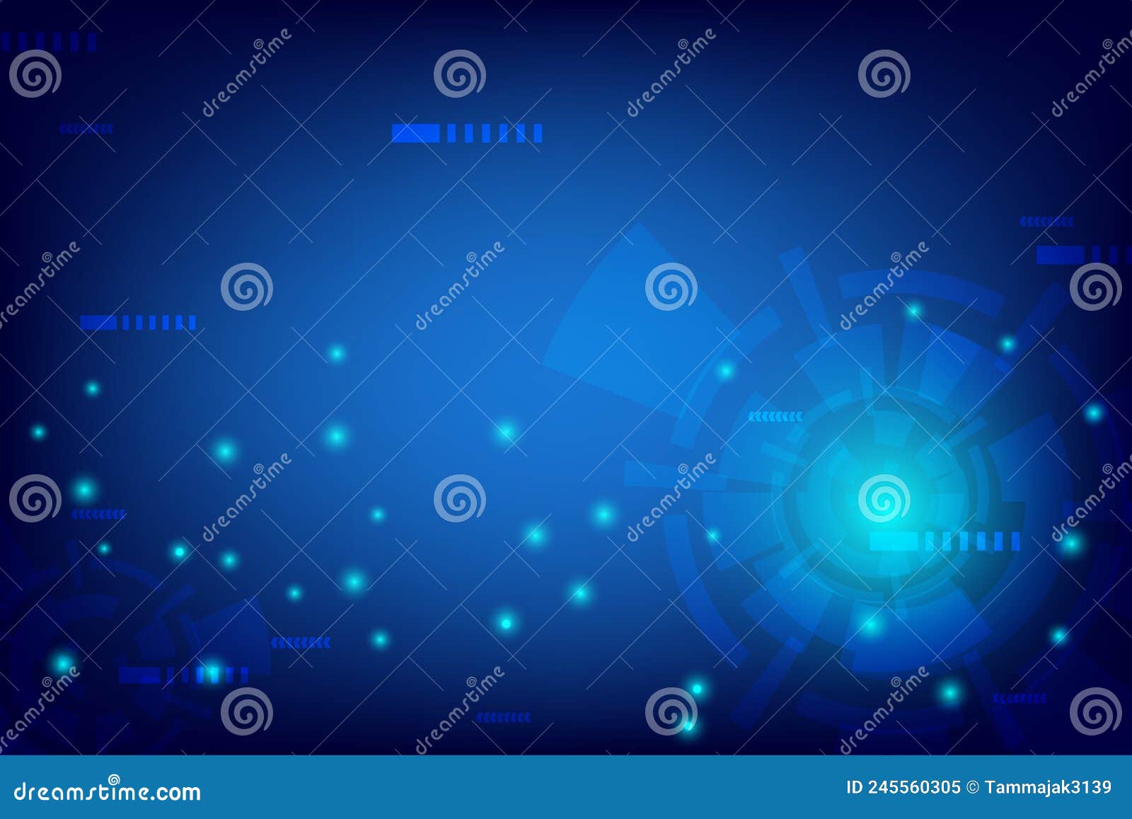 Particles Technology on Blue Light Background. Network Communication ...
