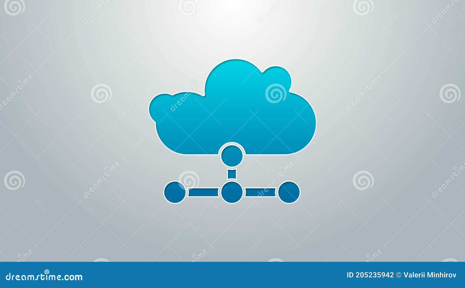 Blue Line Network Cloud Connection Icon Isolated on Grey Background ...
