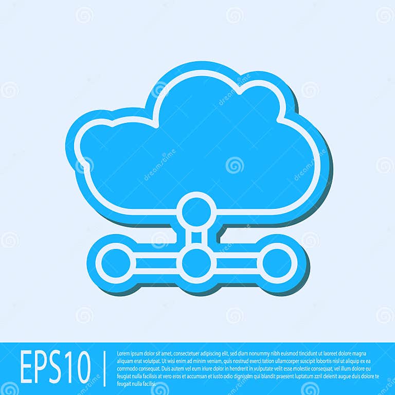 Blue Line Network Cloud Connection Icon Isolated on Grey Background ...