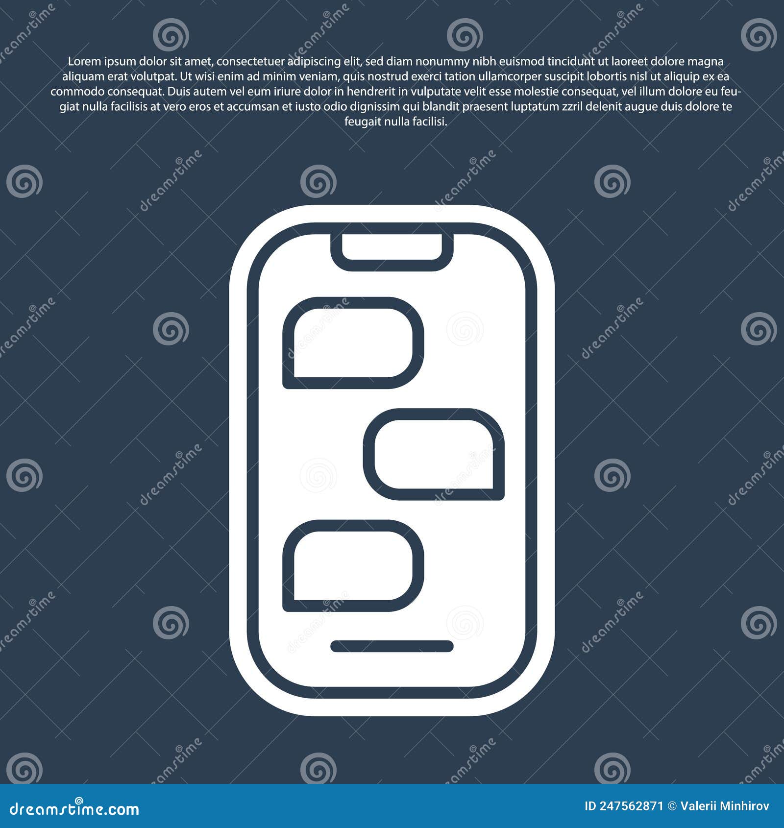Blue Line New Chat Messages Notification on Phone Icon Isolated on Blue ...