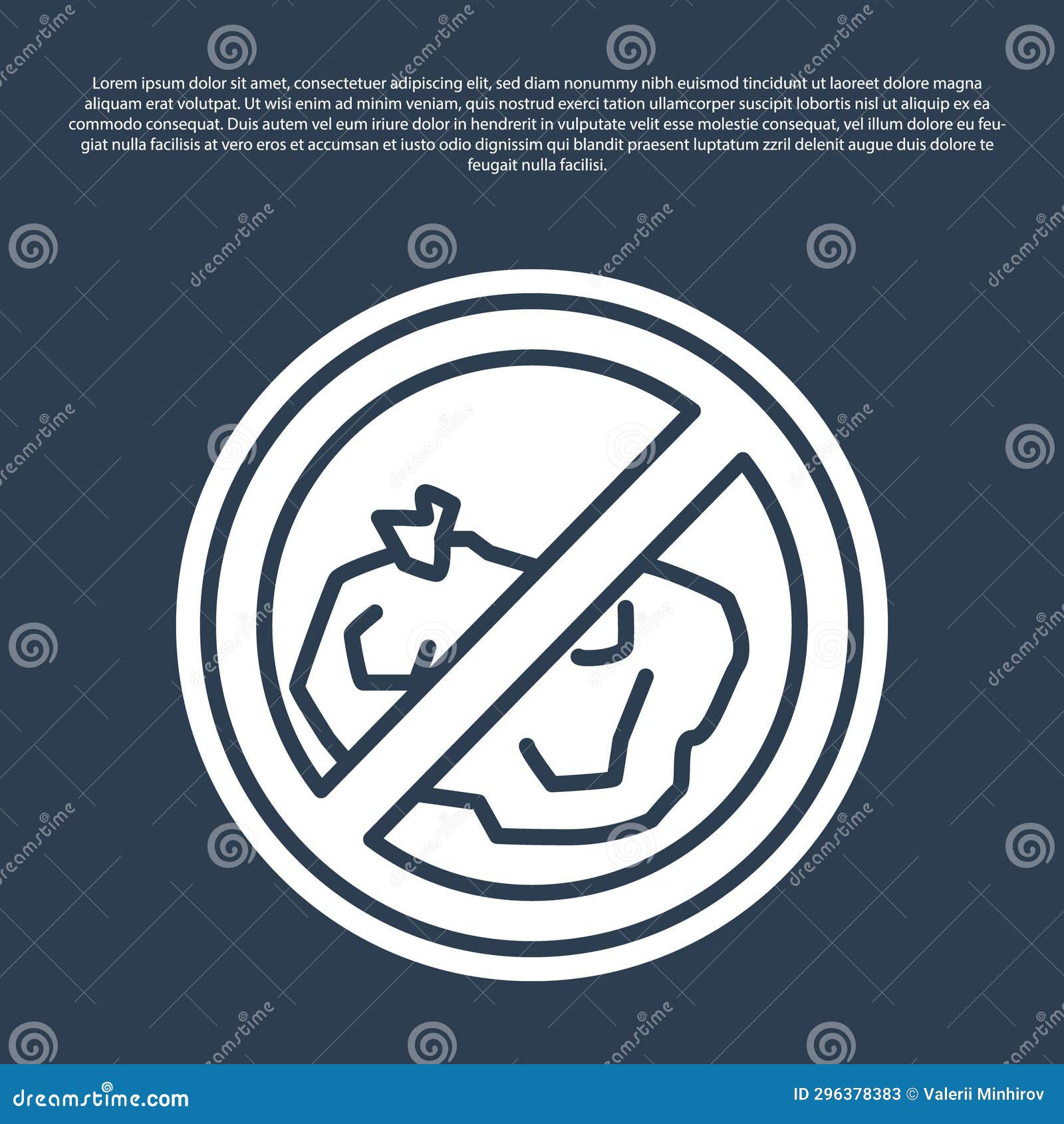 Blue Line No Trash Icon Isolated on Blue Background. Vector ...