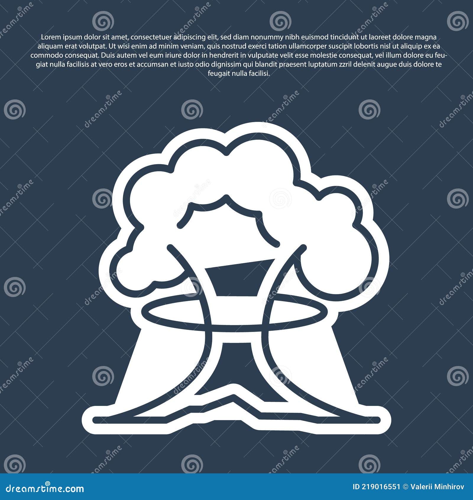 Blue Line Nuclear Explosion Icon Isolated on Blue Background. Atomic ...