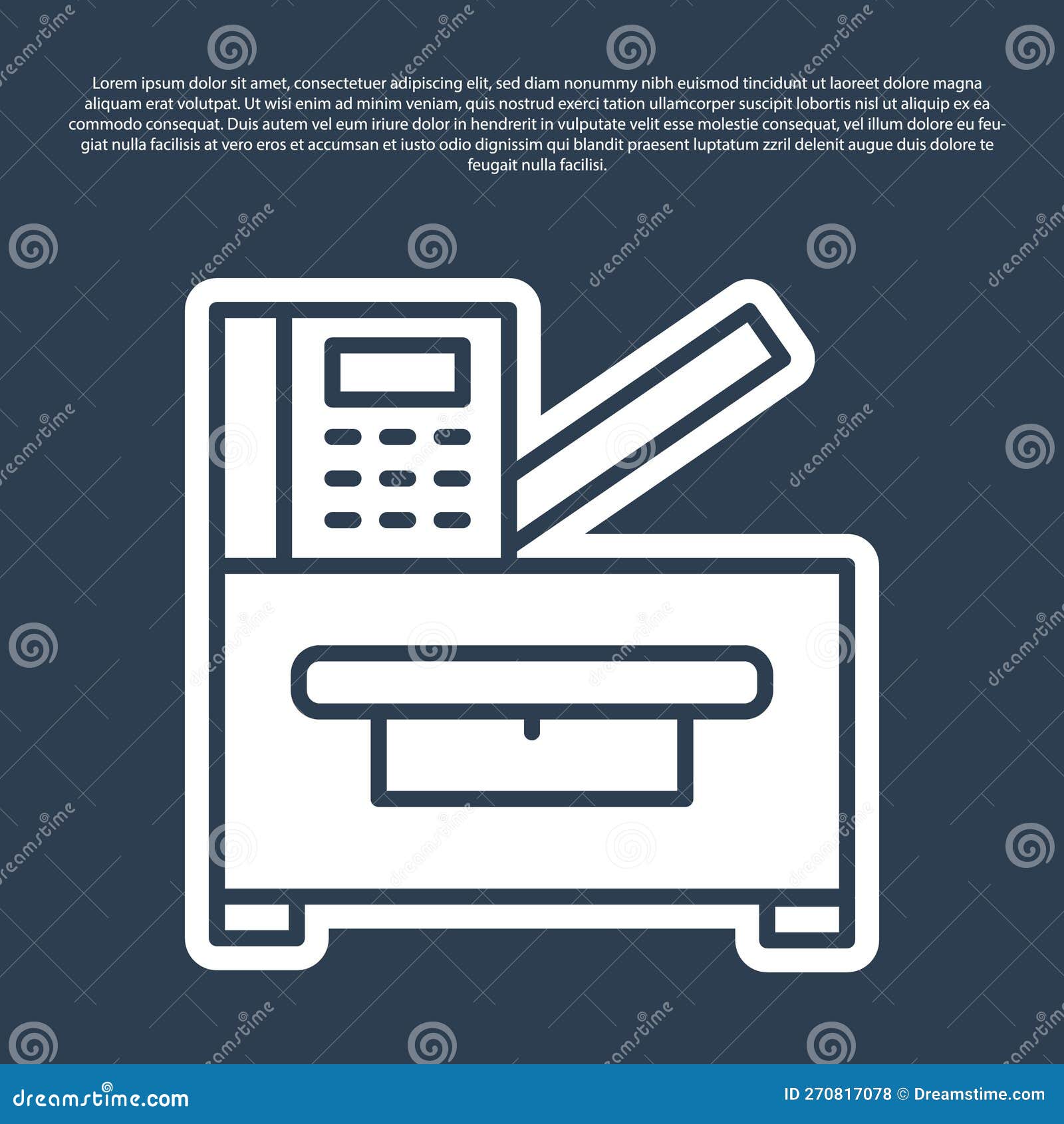 Blue Line Office Multifunction Printer Copy Machine Icon Isolated on ...