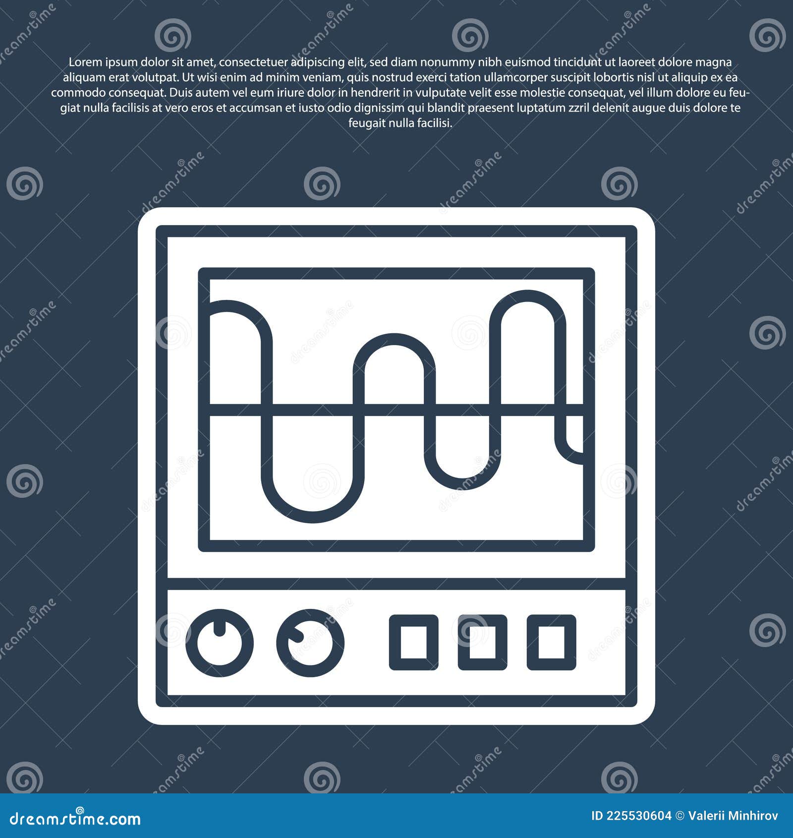 Blue Line Oscilloscope Measurement Signal Wave Icon Isolated on Blue ...