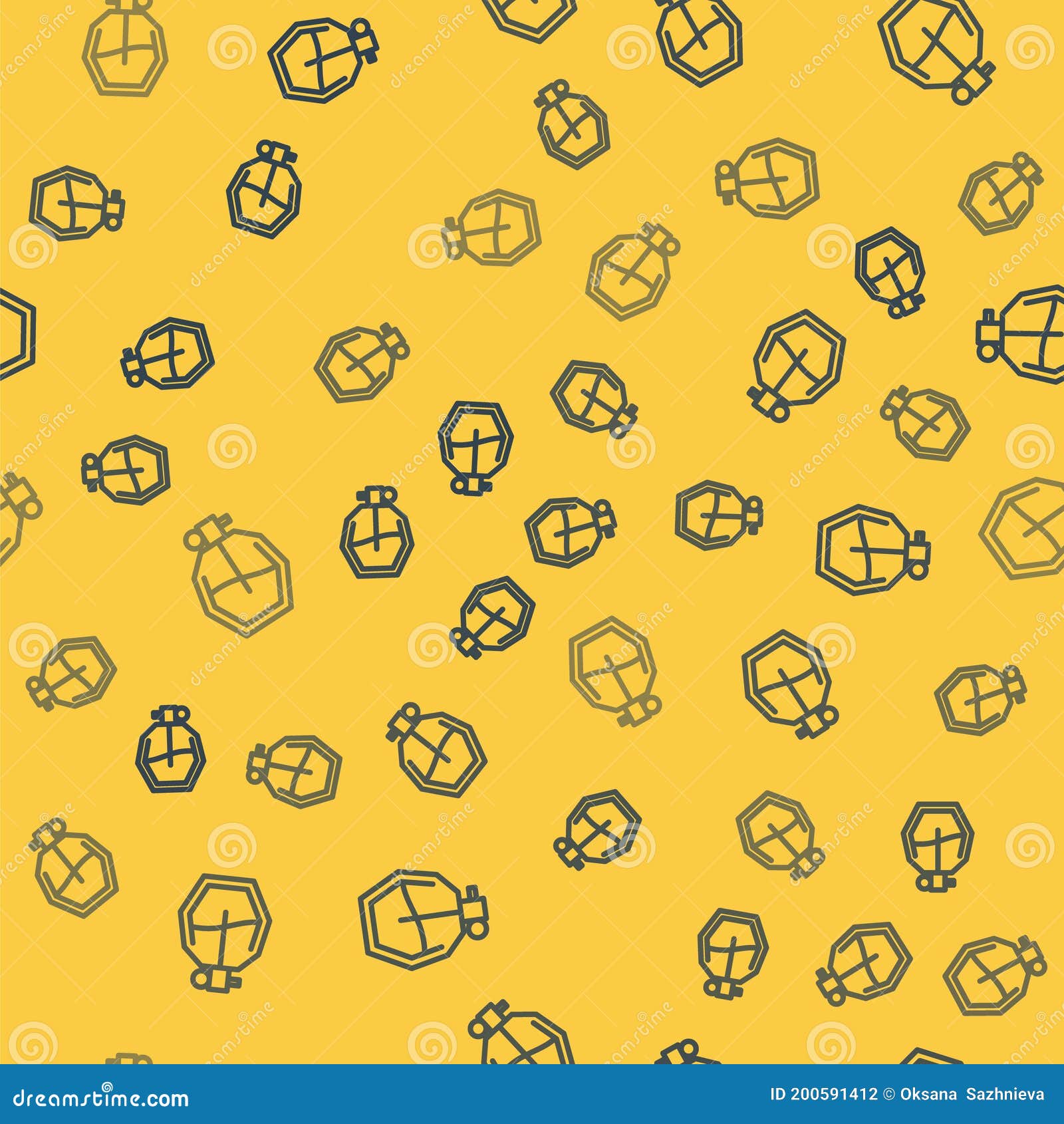 Blue Line Perfume Icon Isolated Seamless Pattern on Yellow Background ...