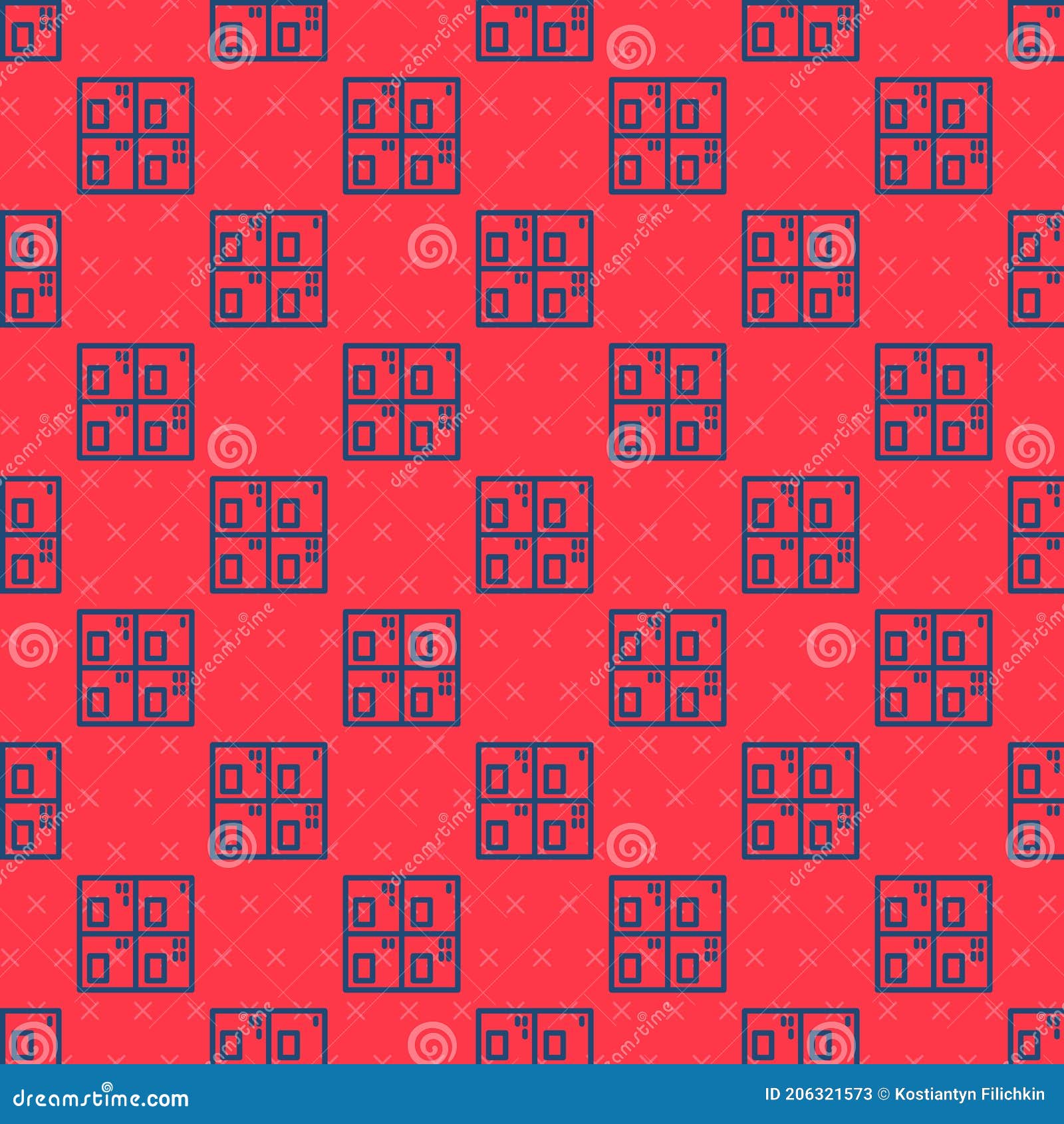 Blue Line Periodic Table of the Elements Icon Isolated Seamless Pattern ...