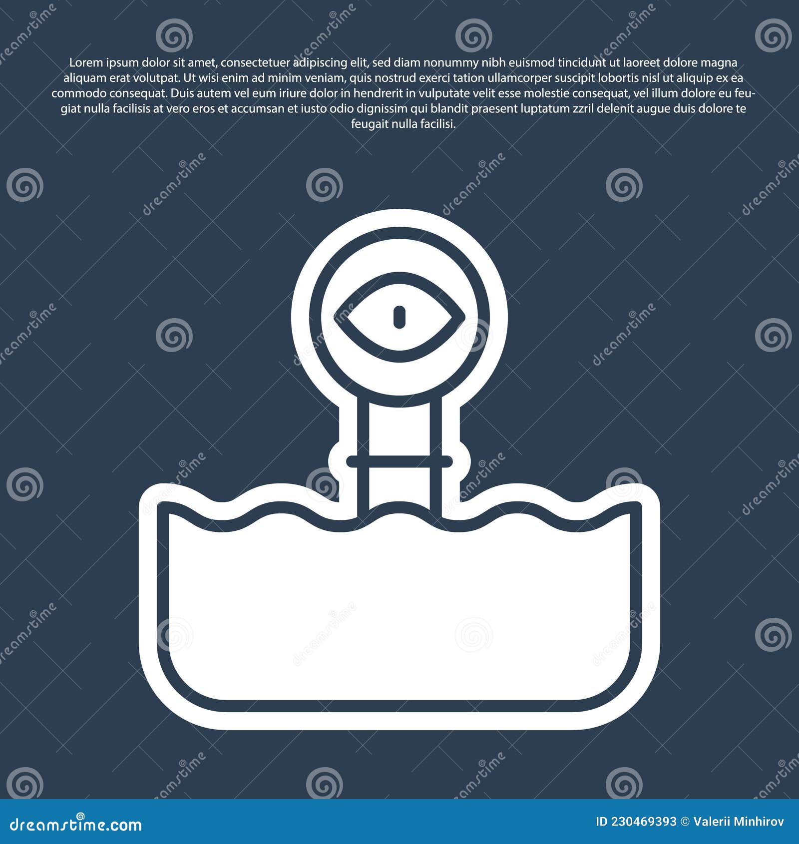 Line Periscope In The Waves Above The Water Icon Isolated On White ...