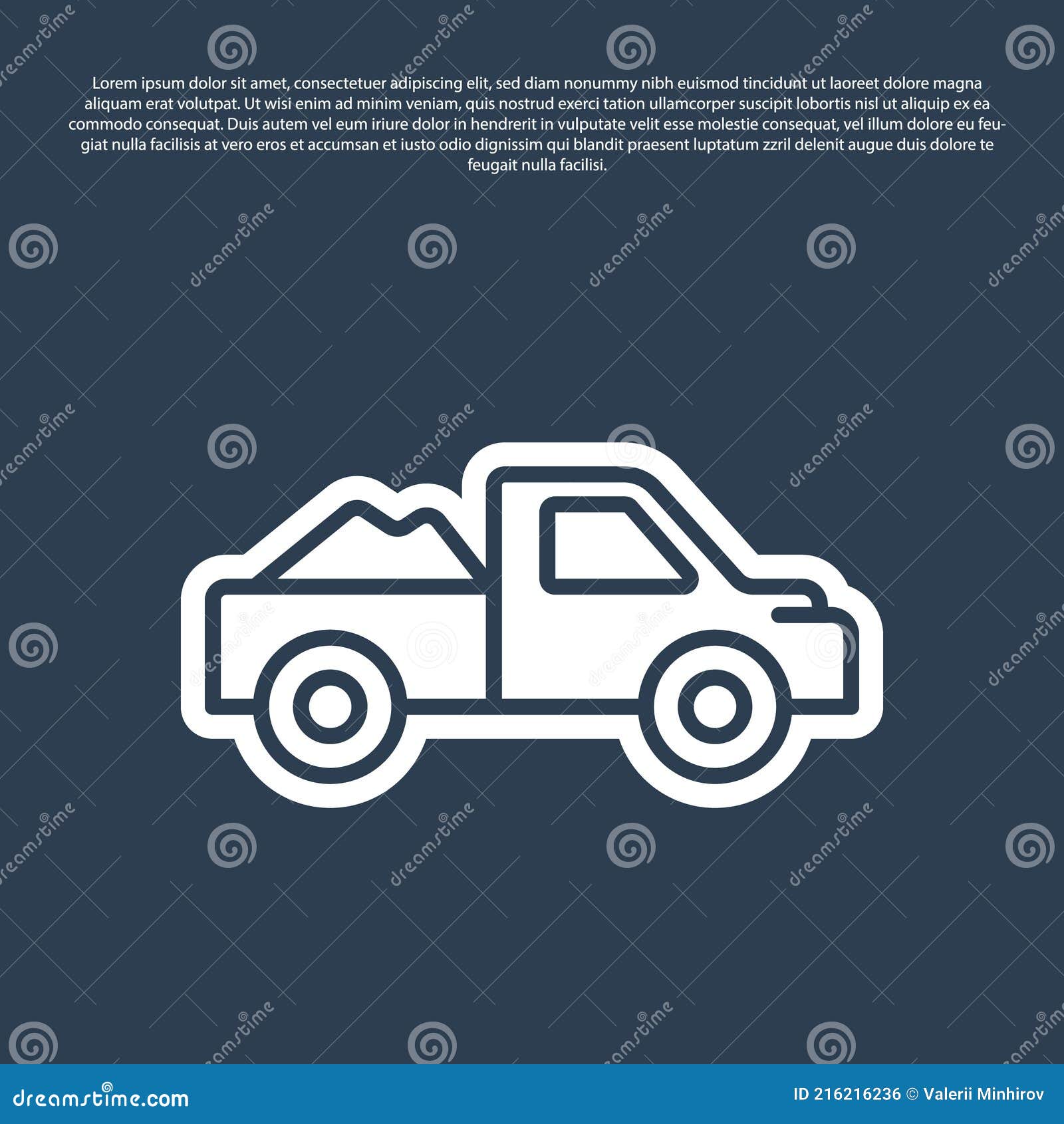 Blue Line Pickup Truck Icon Isolated on Blue Background. Vector Stock ...