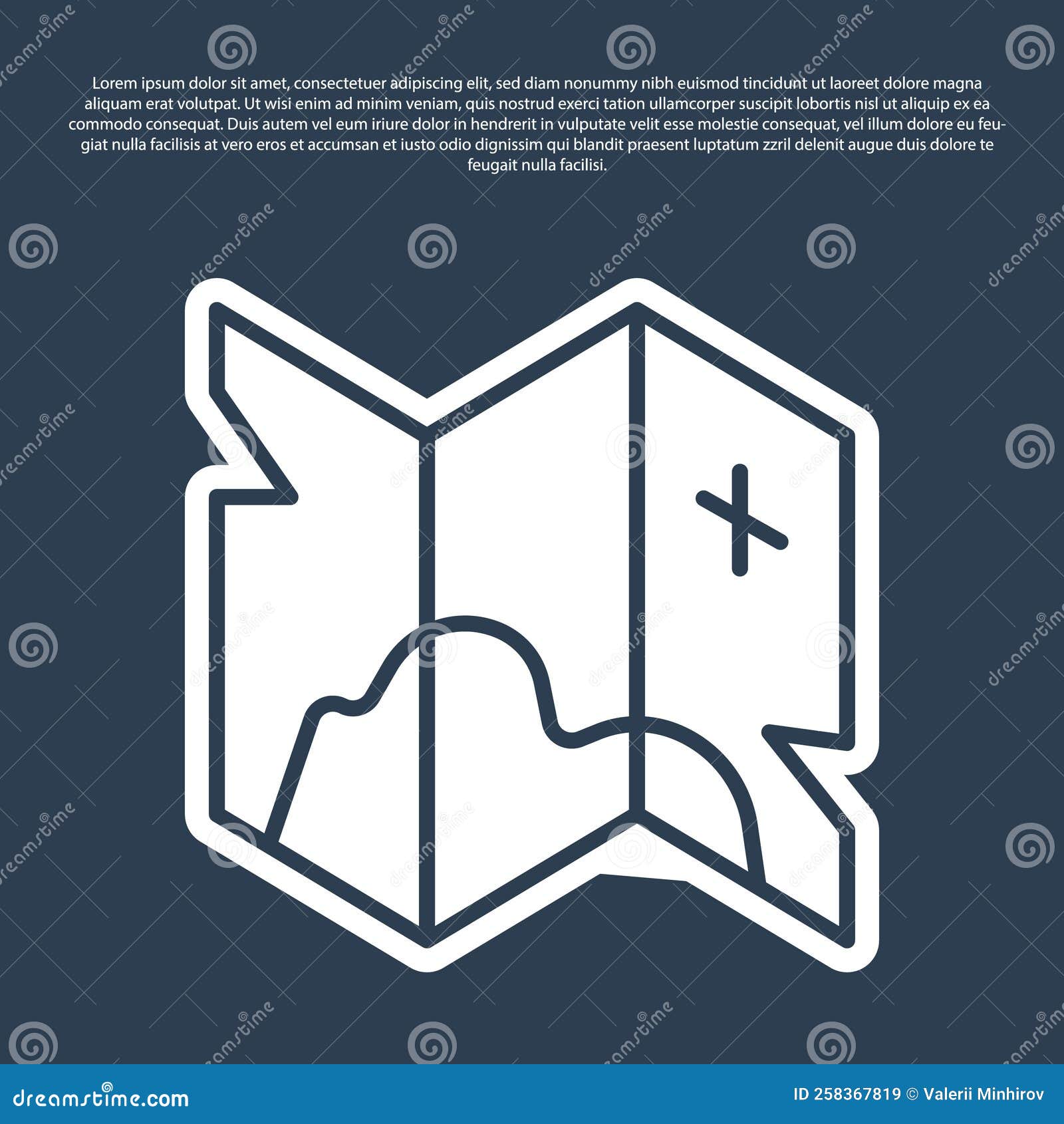 Blue Line Pirate Treasure Map Icon Isolated on Blue Background. Vector ...