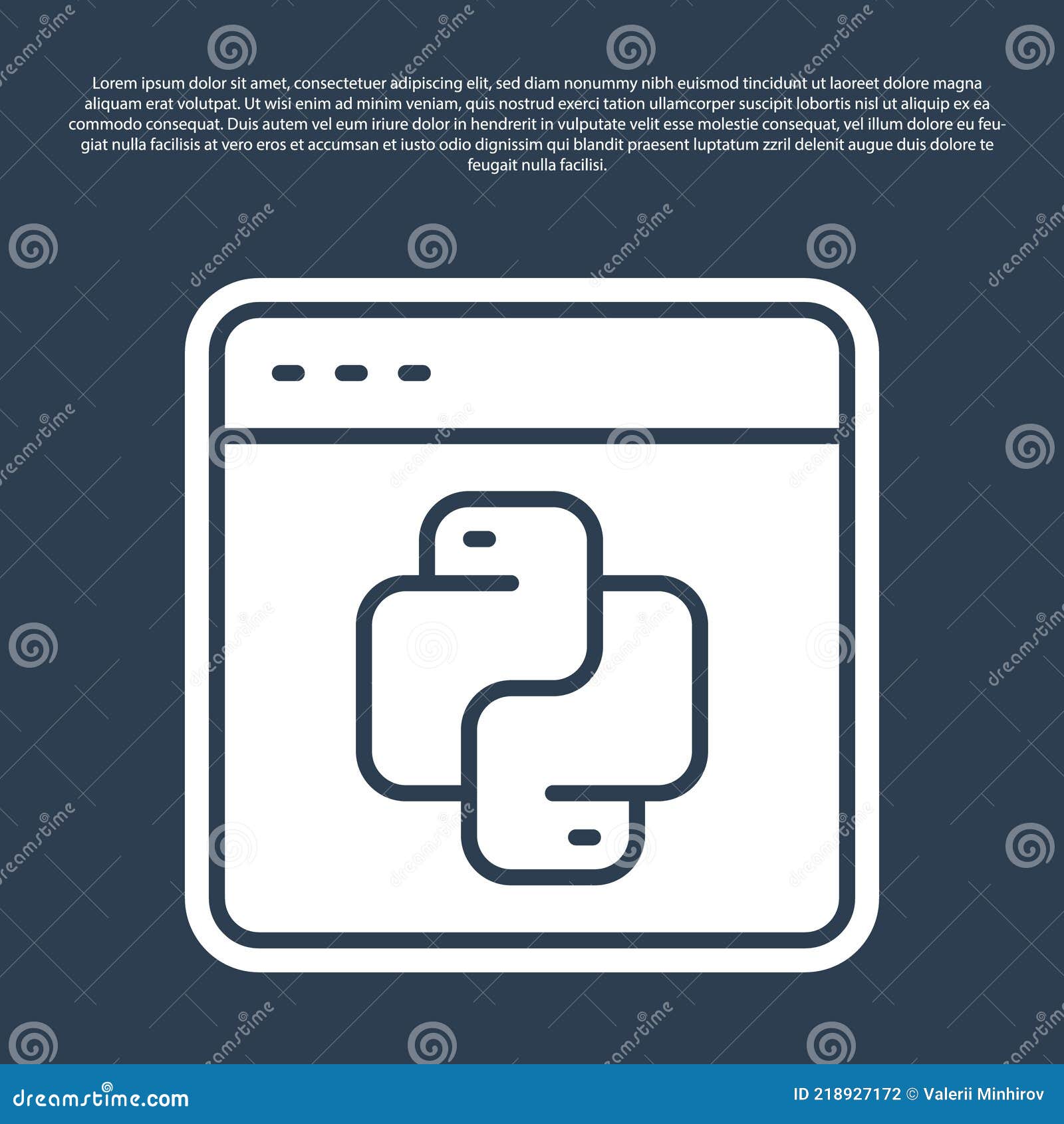 Blue Line Python Programming Language Icon Isolated on Blue Background. Python Coding Language ...