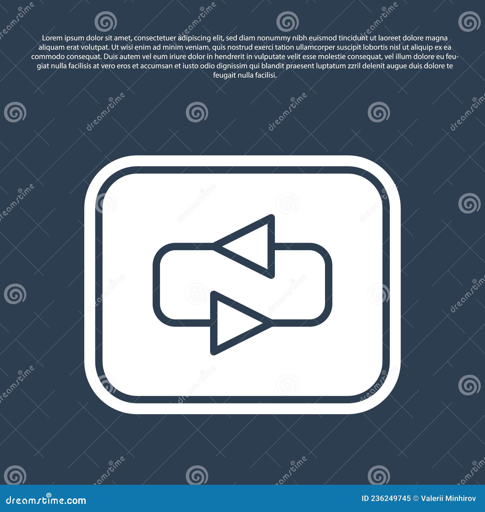 Blue Line Repeat Button Icon Isolated on Blue Background. Vector Stock ...