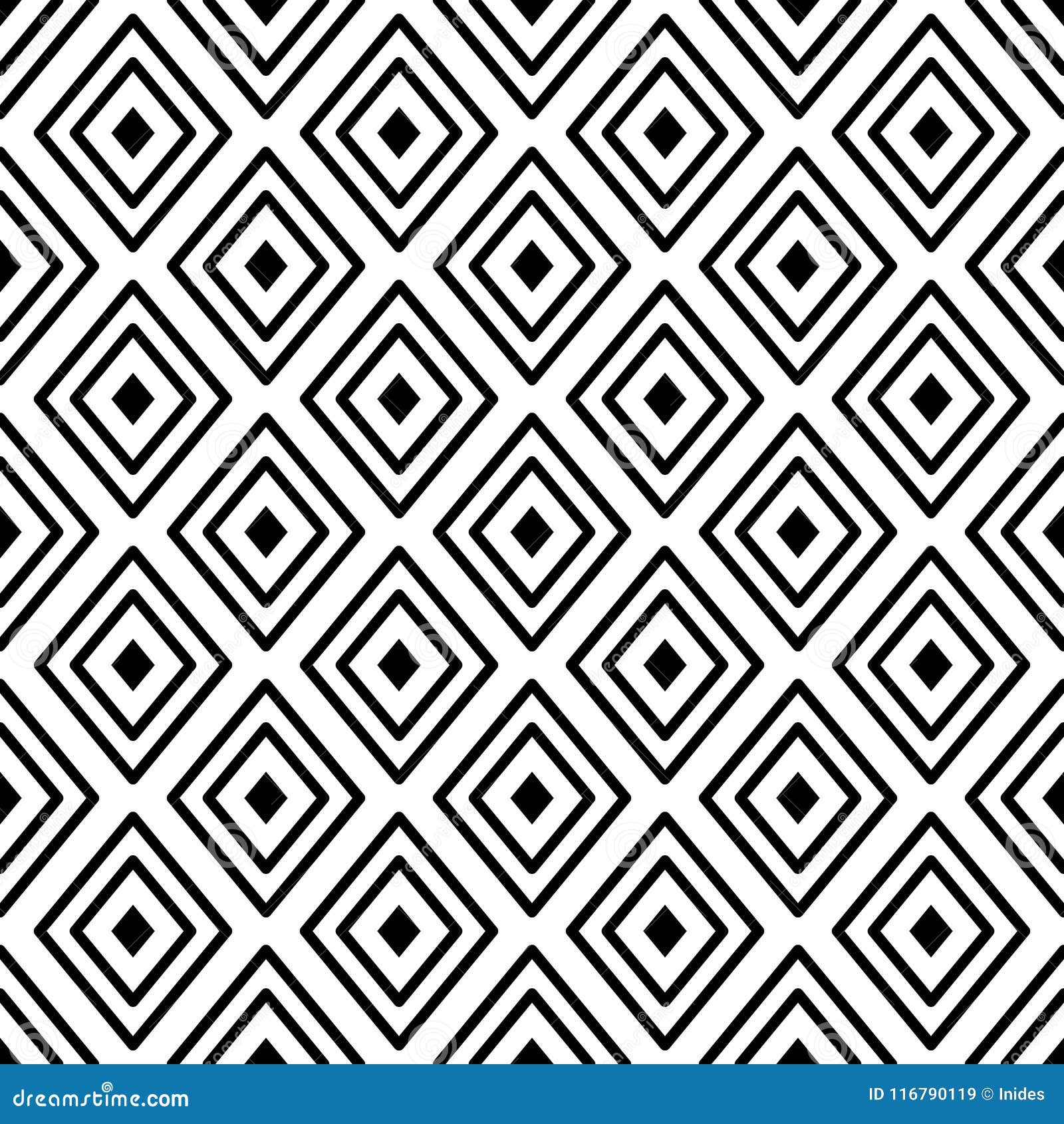 Blue Line Rhombus Shapes Seamless Vector Pattern. Stock Vector ...