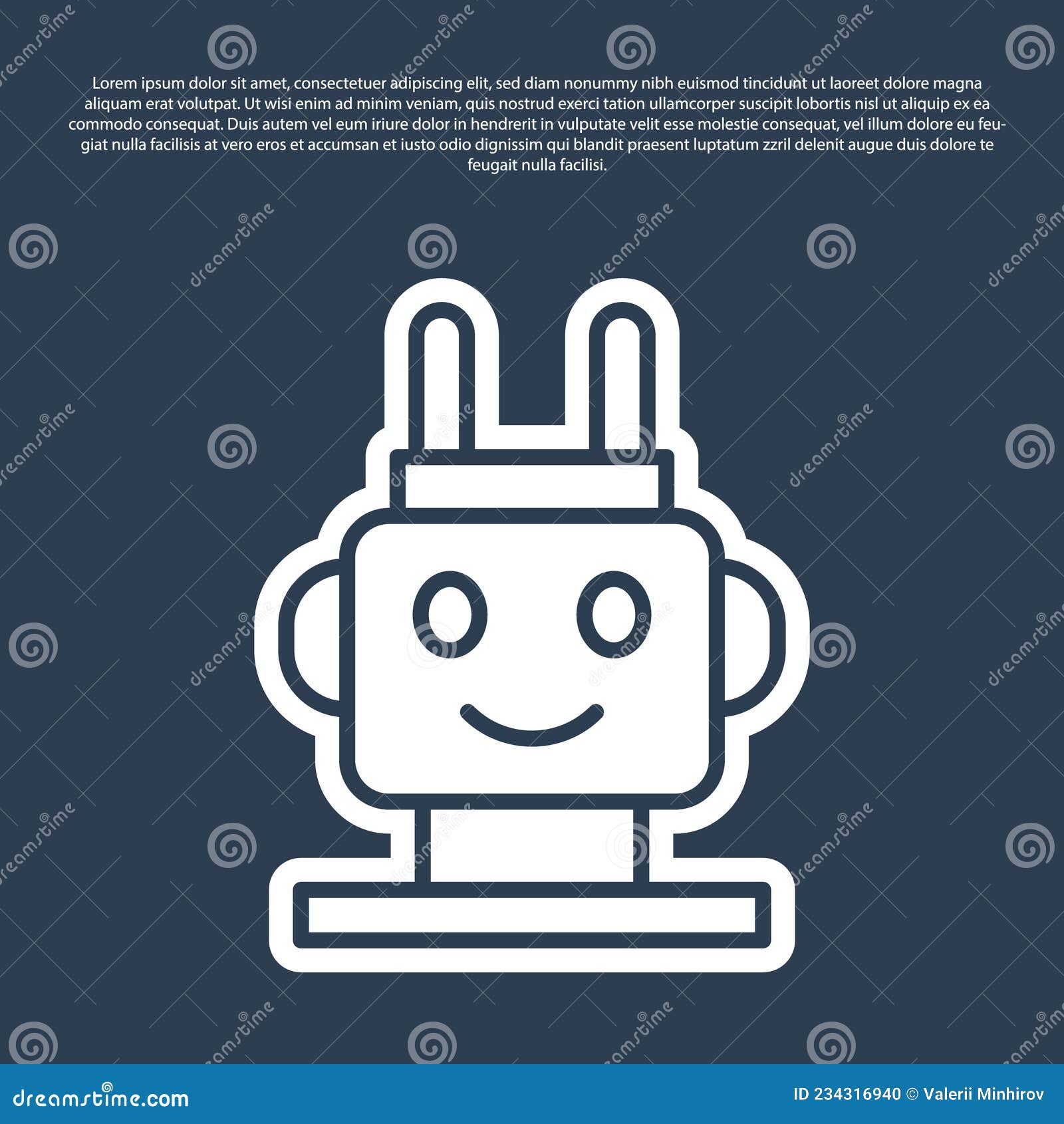 Blue Line Robot Toy Icon Isolated on Blue Background. Vector Stock ...