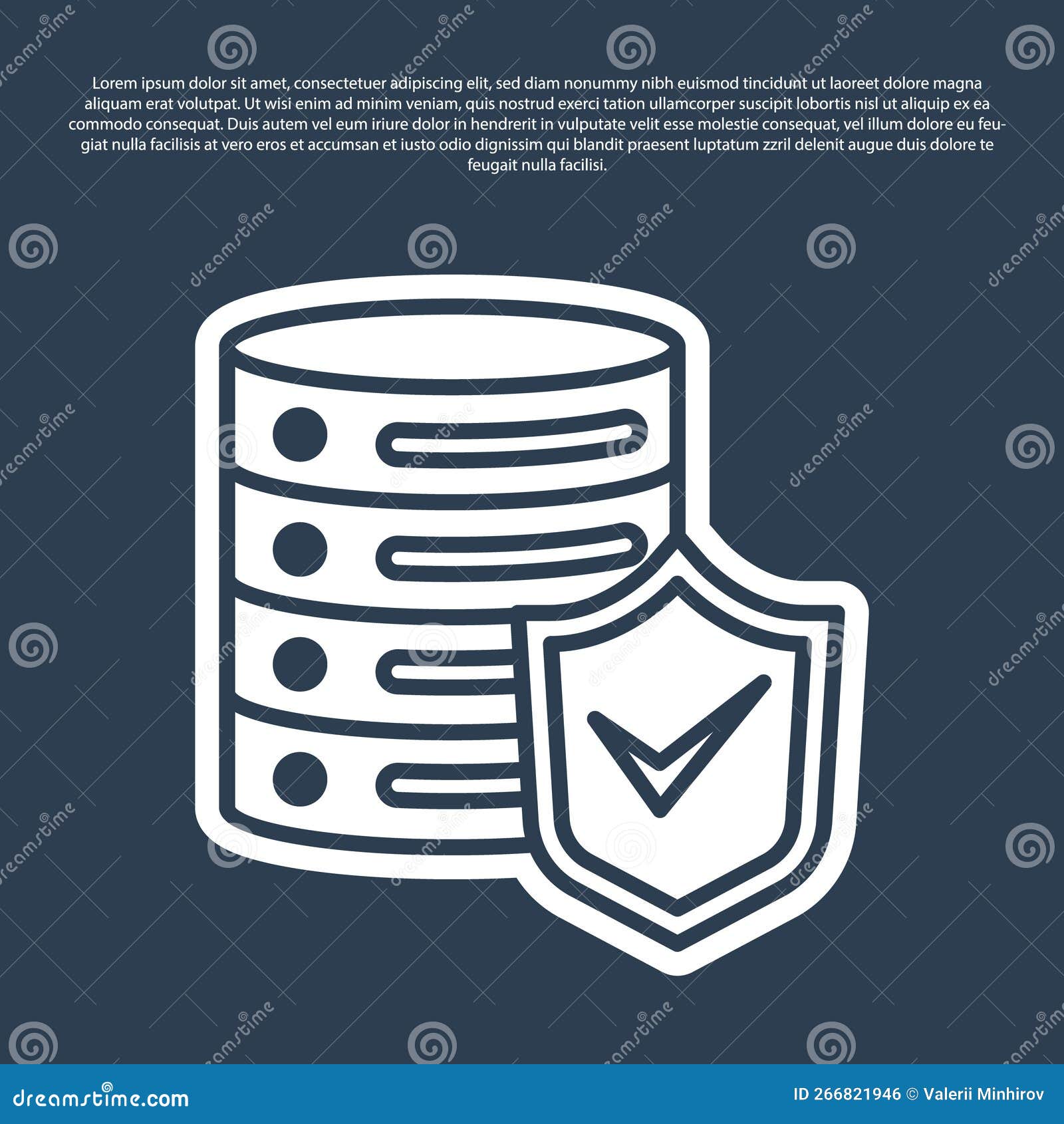 Blue Line Server with Shield Icon Isolated on Blue Background ...