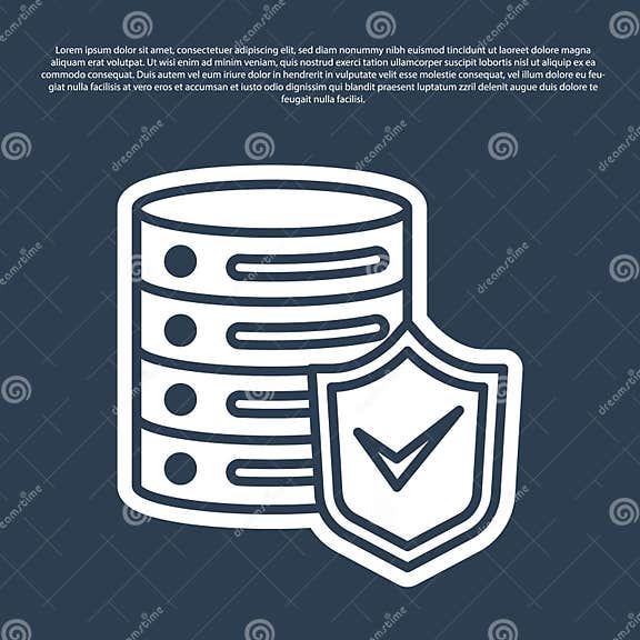 Blue Line Server with Shield Icon Isolated on Blue Background ...