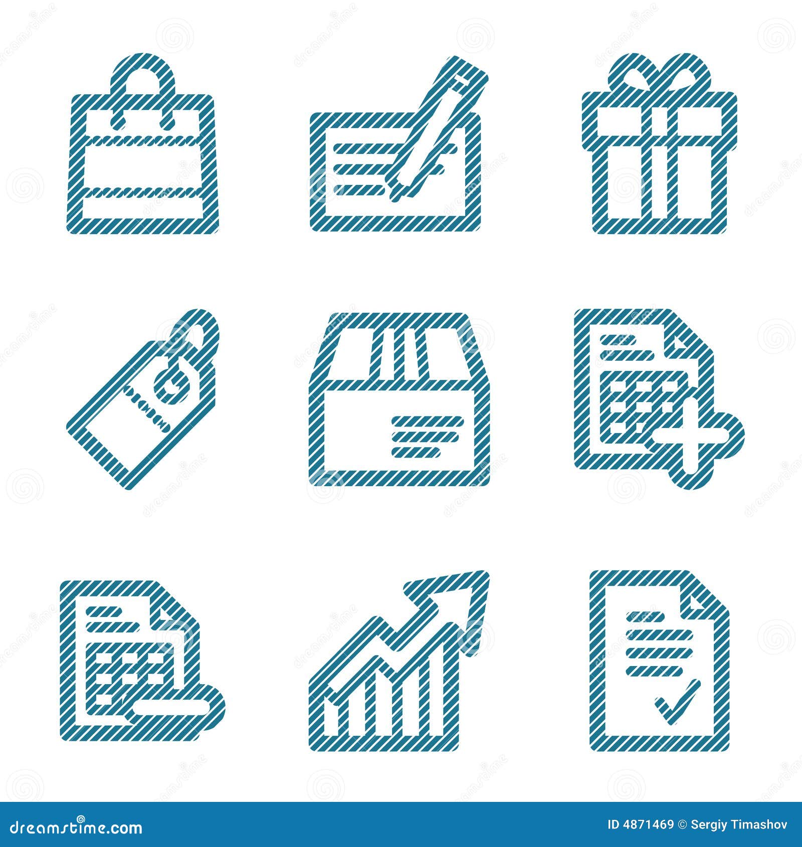 Blue line shopping icons stock vector. Illustration of computer - 4871469