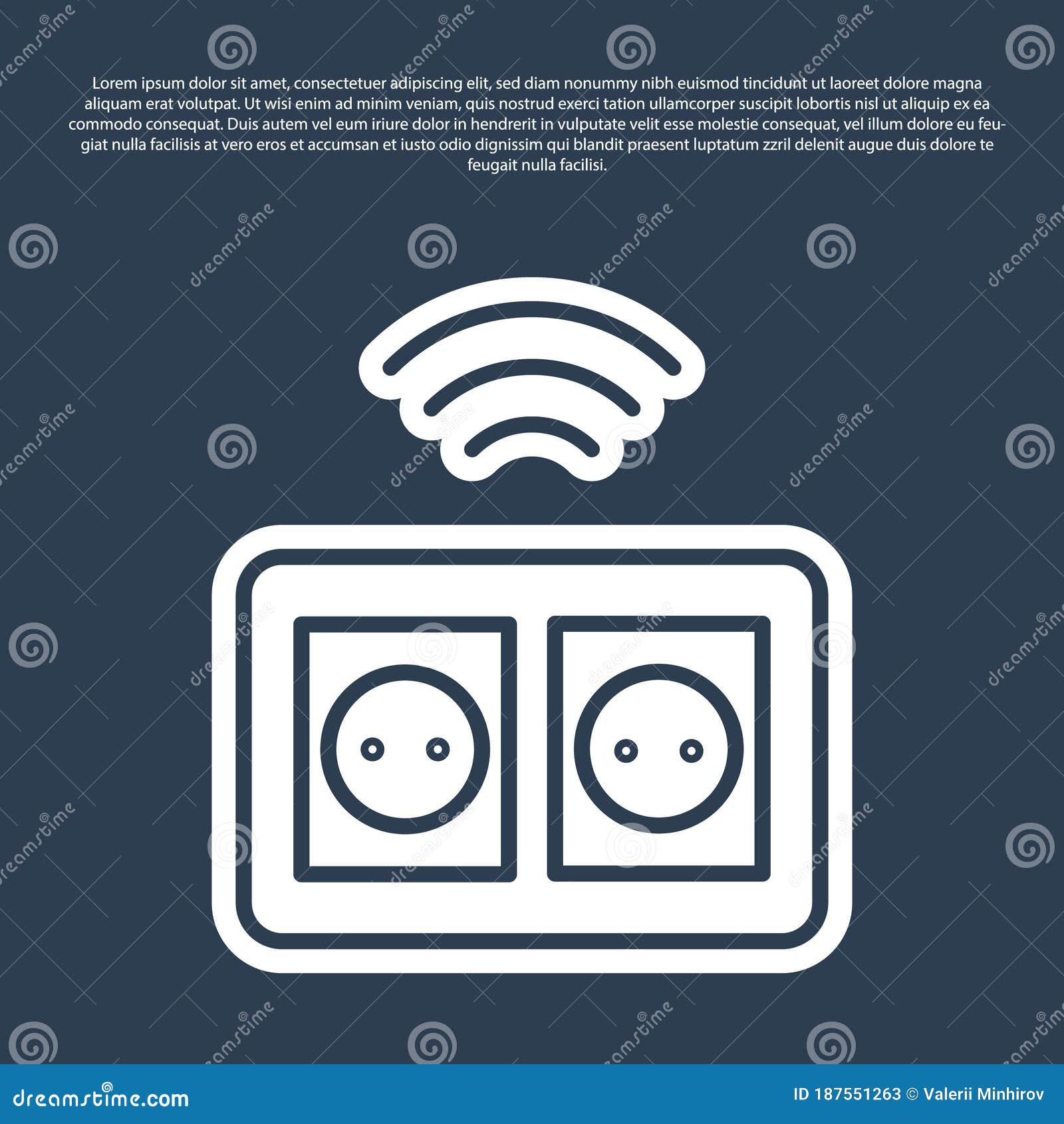 Blue Line Smart Electrical Outlet System Icon Isolated on Blue ...