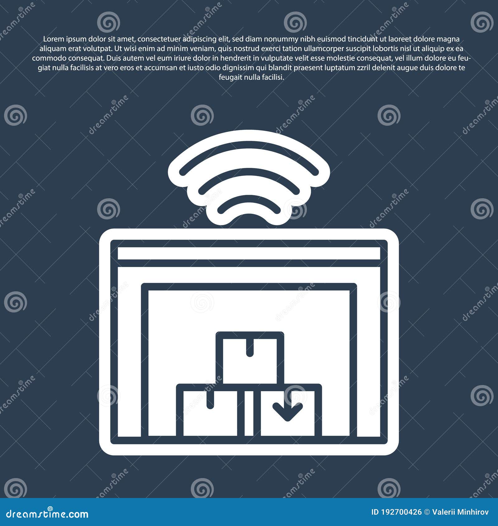 Blue Line Smart Warehouse System Icon Isolated on Blue Background ...