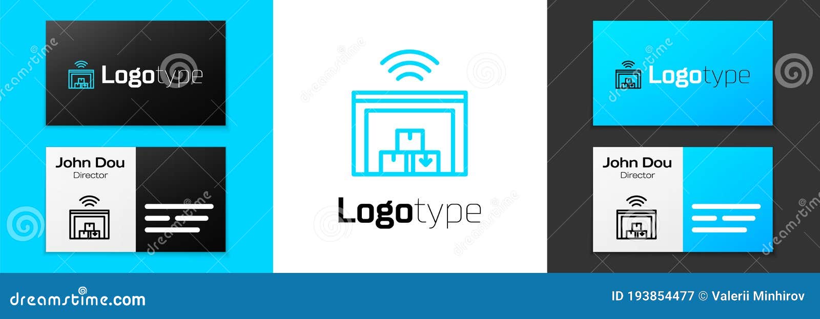 Blue Line Smart Warehouse System Icon Isolated on White Background ...