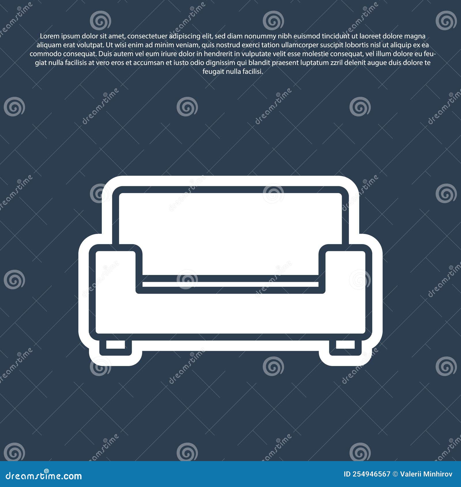 Blue Line Sofa Icon Isolated on Blue Background. Vector Stock Vector ...