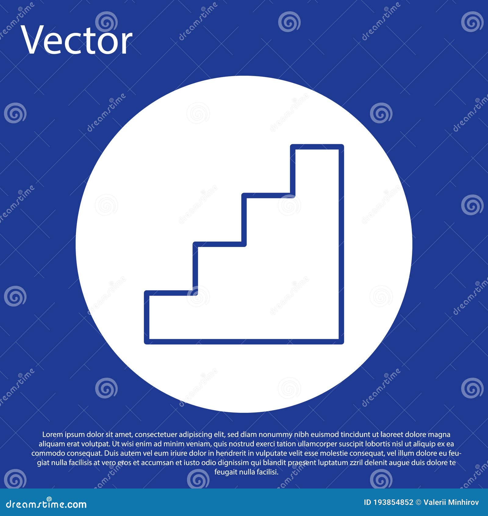Blue Line Staircase Icon Isolated on Blue Background. White Circle ...