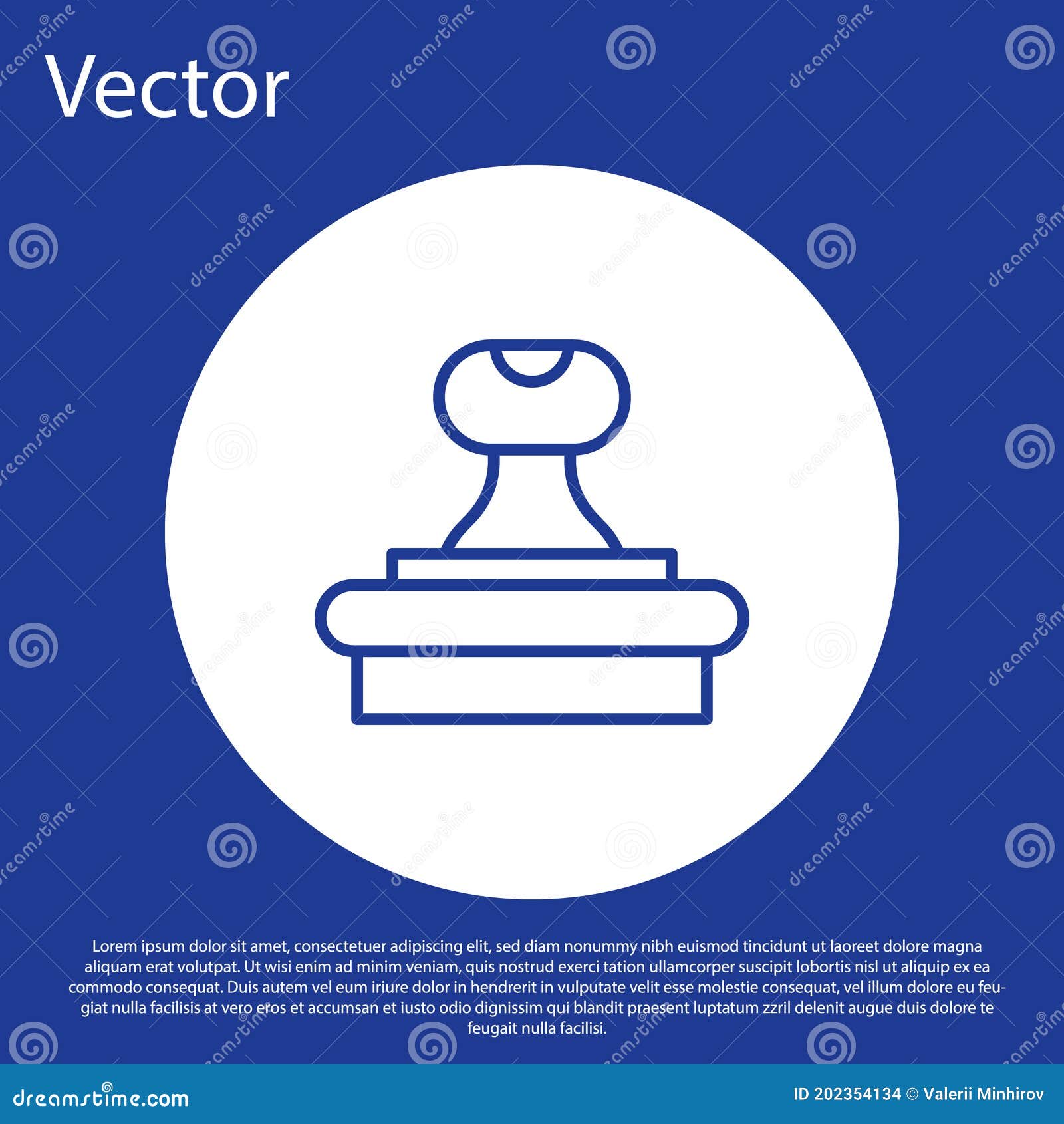 Blue Line Stamp Icon Isolated on Blue Background. White Circle Button ...