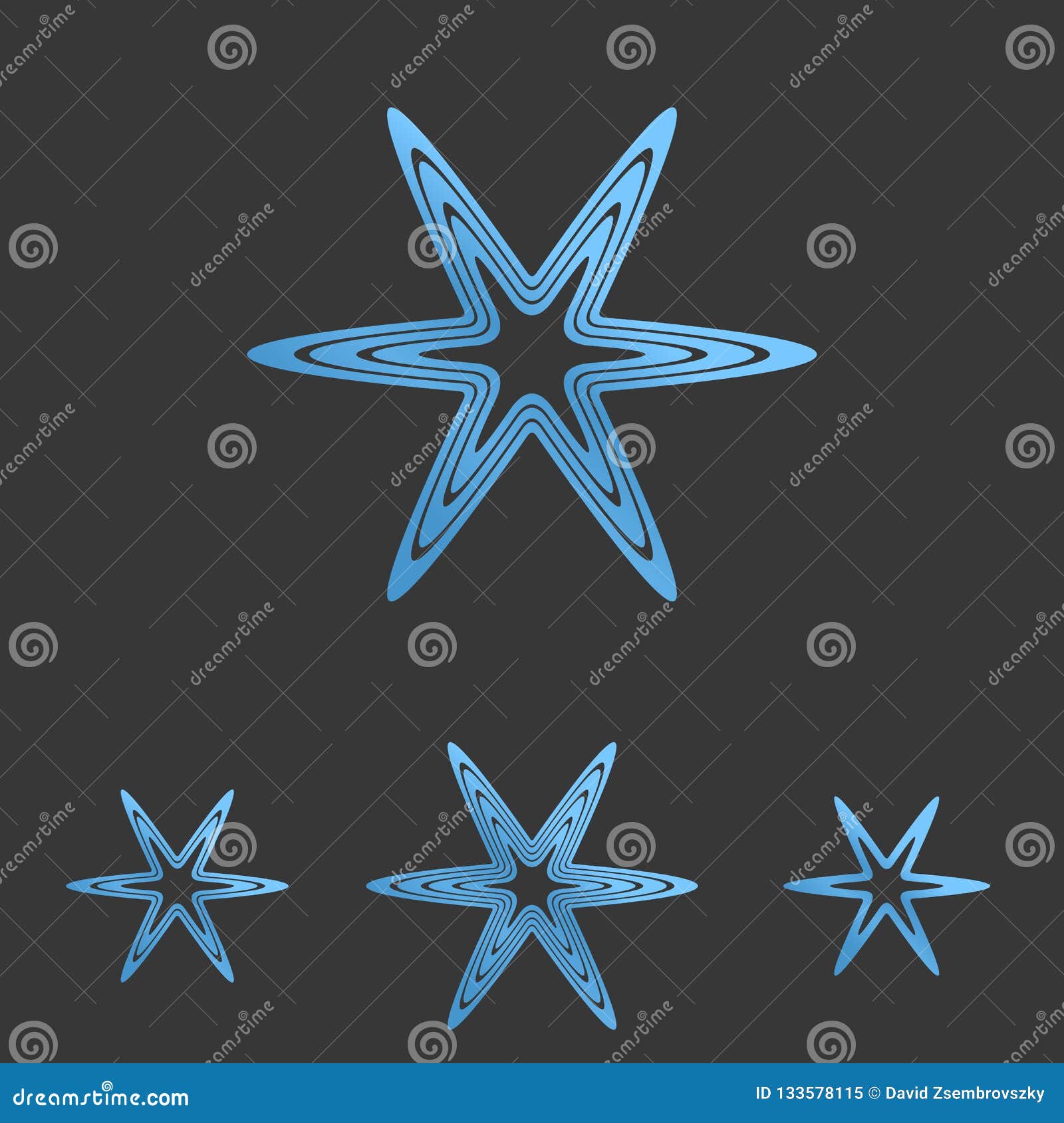Blue Line Star Logo Design Set Stock Vector - Illustration of line ...