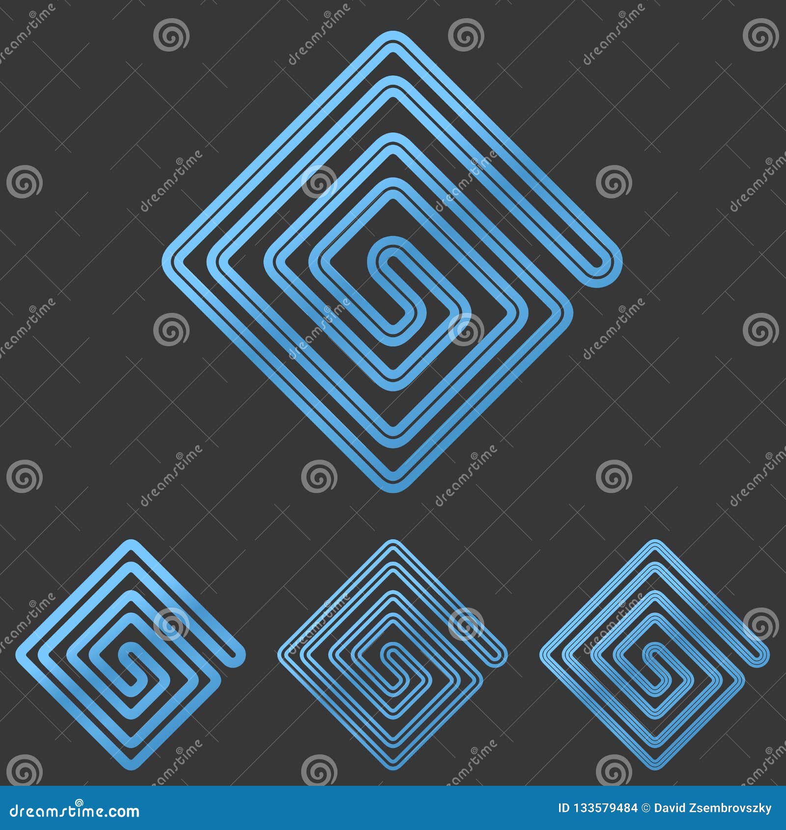 Blue Line Technology Logo Design Set Stock Vector - Illustration of ...