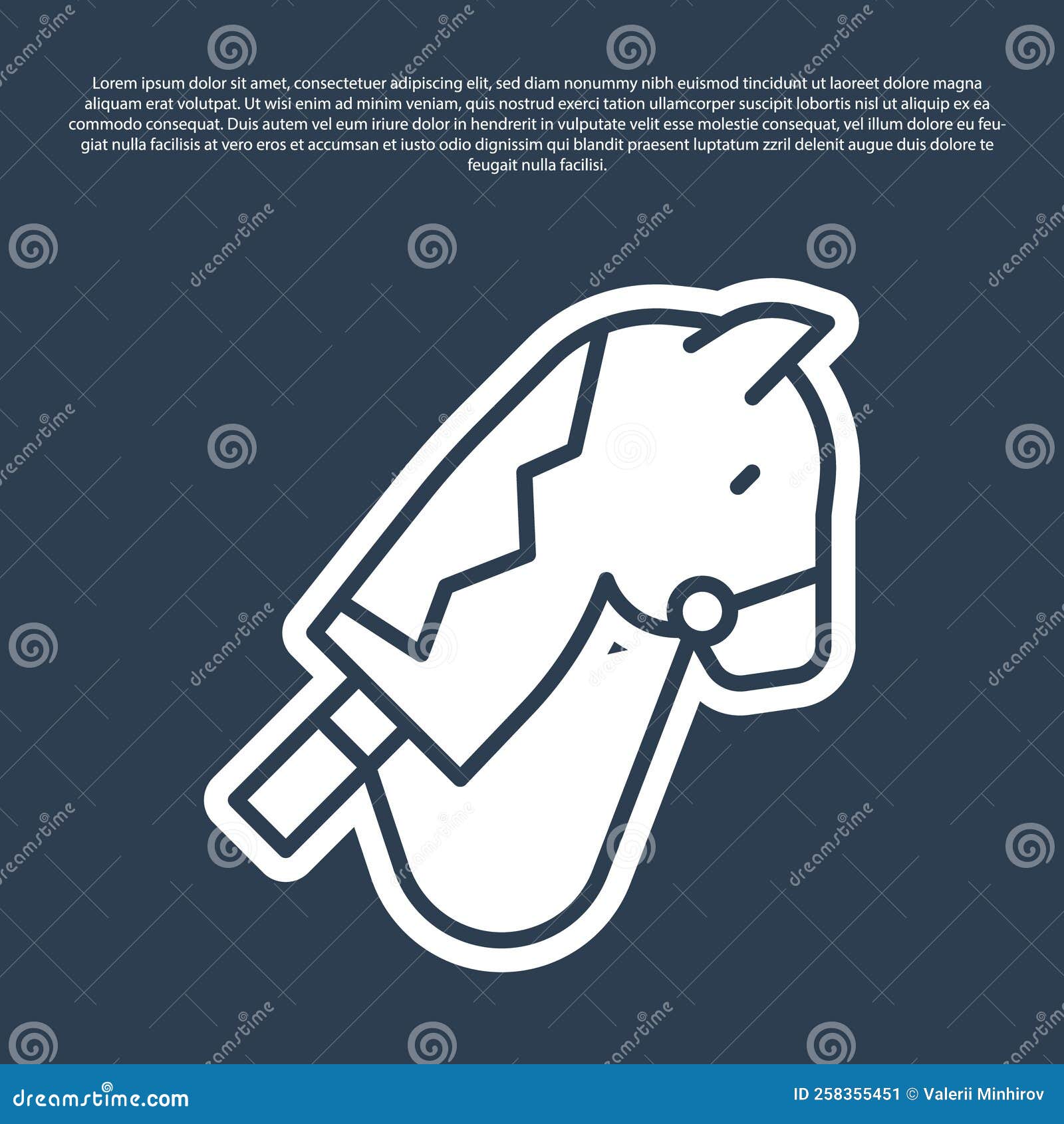 Blue Line Toy Horse Icon Isolated on Blue Background. Vector Stock ...