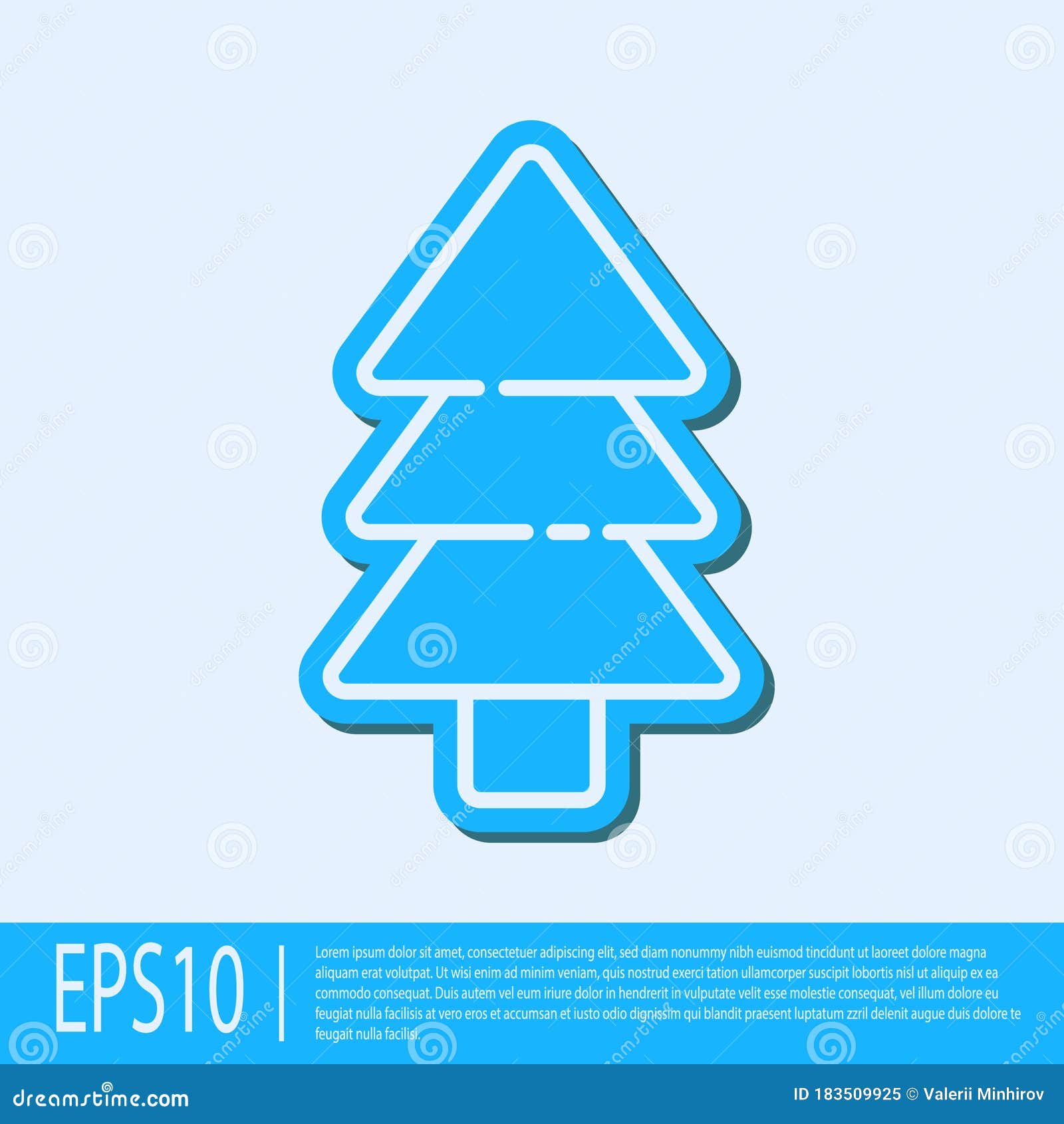 Blue Line Tree Icon Isolated on Grey Background. Forest Symbol Stock ...