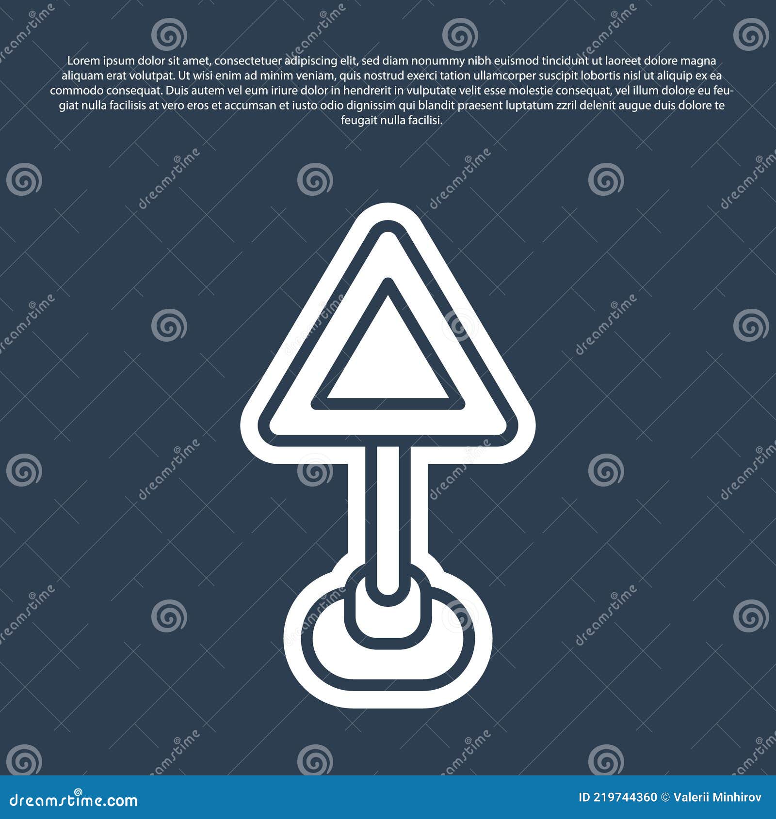 Blue Line Triangle Warning Blank Icon Isolated on Blue Background ...